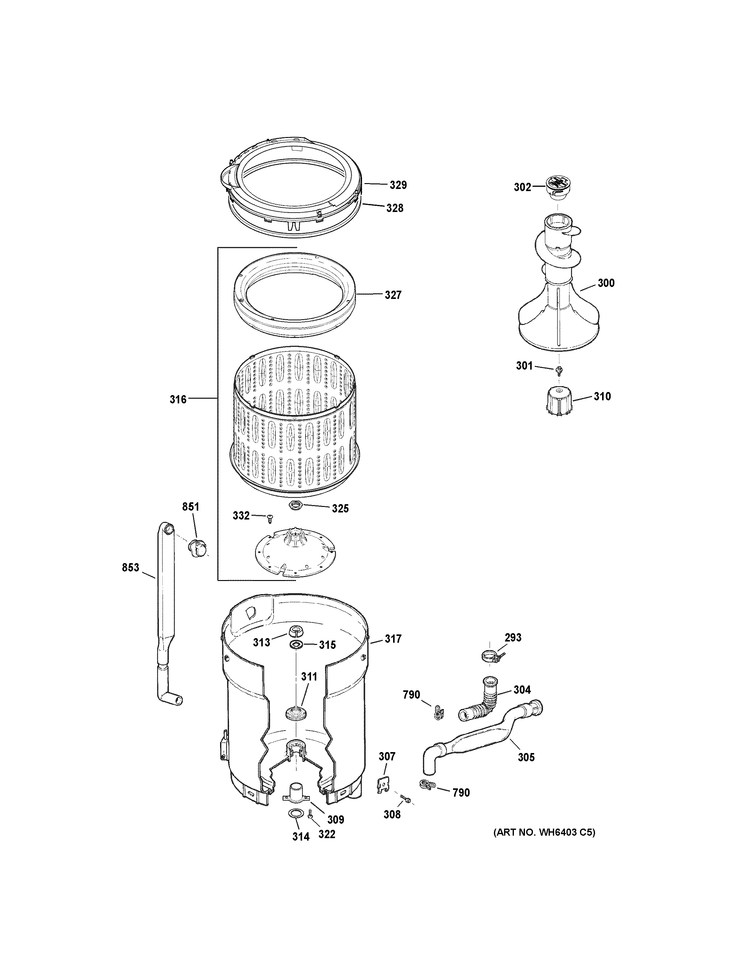 Assembly View for TUB, BASKET & AGITATOR | HSWP1000M2WW