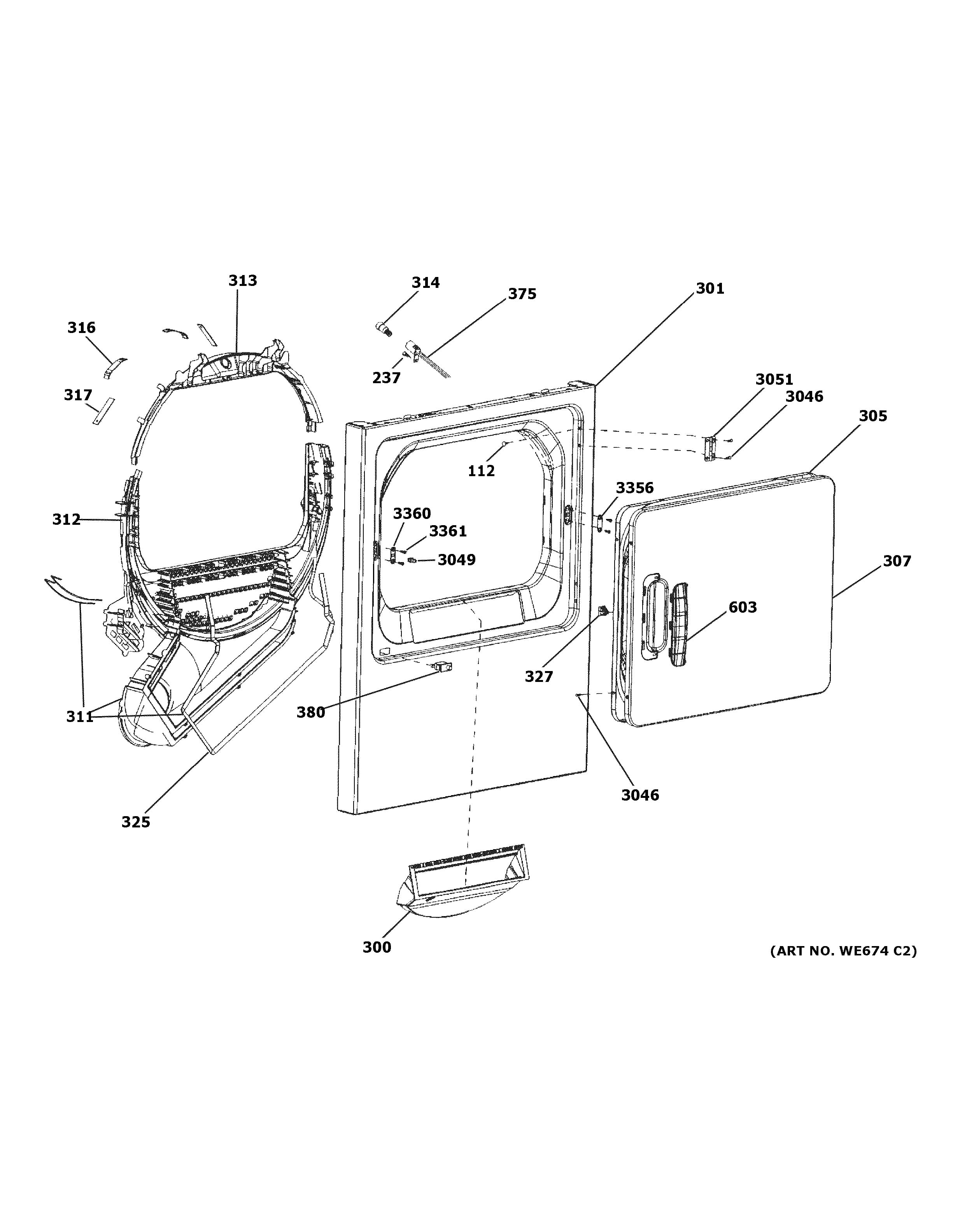 Assembly View for FRONT PANEL & DOOR | GTDP490ED5WS