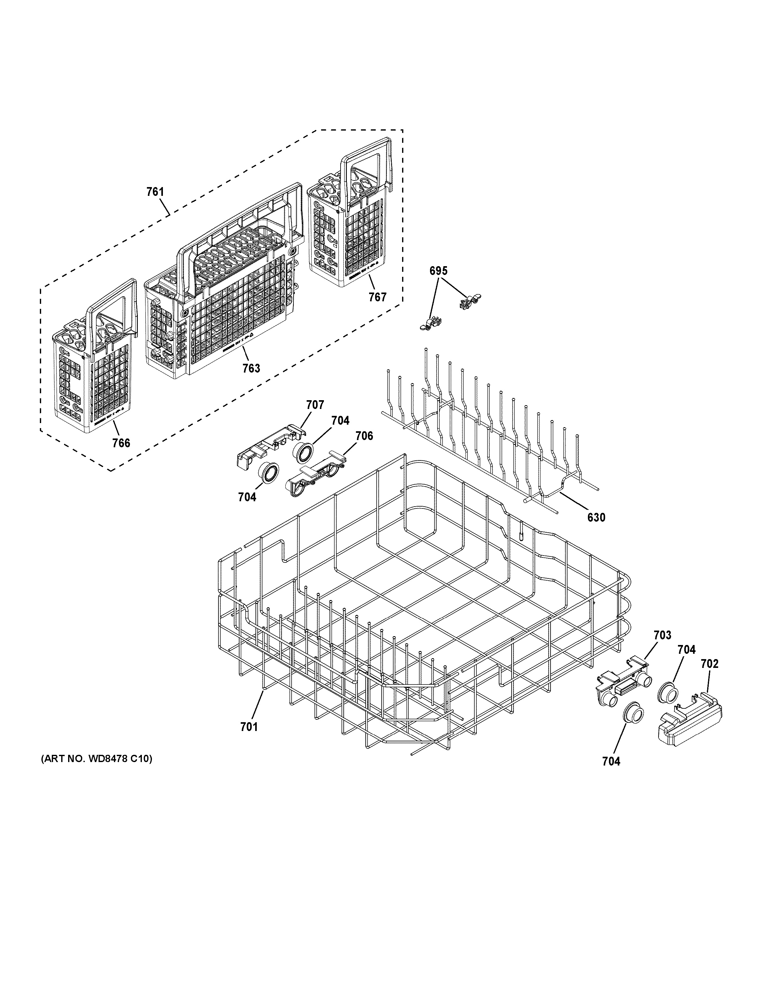 Assembly View for LOWER RACK ASSEMBLY | GDF570SSJ2SS