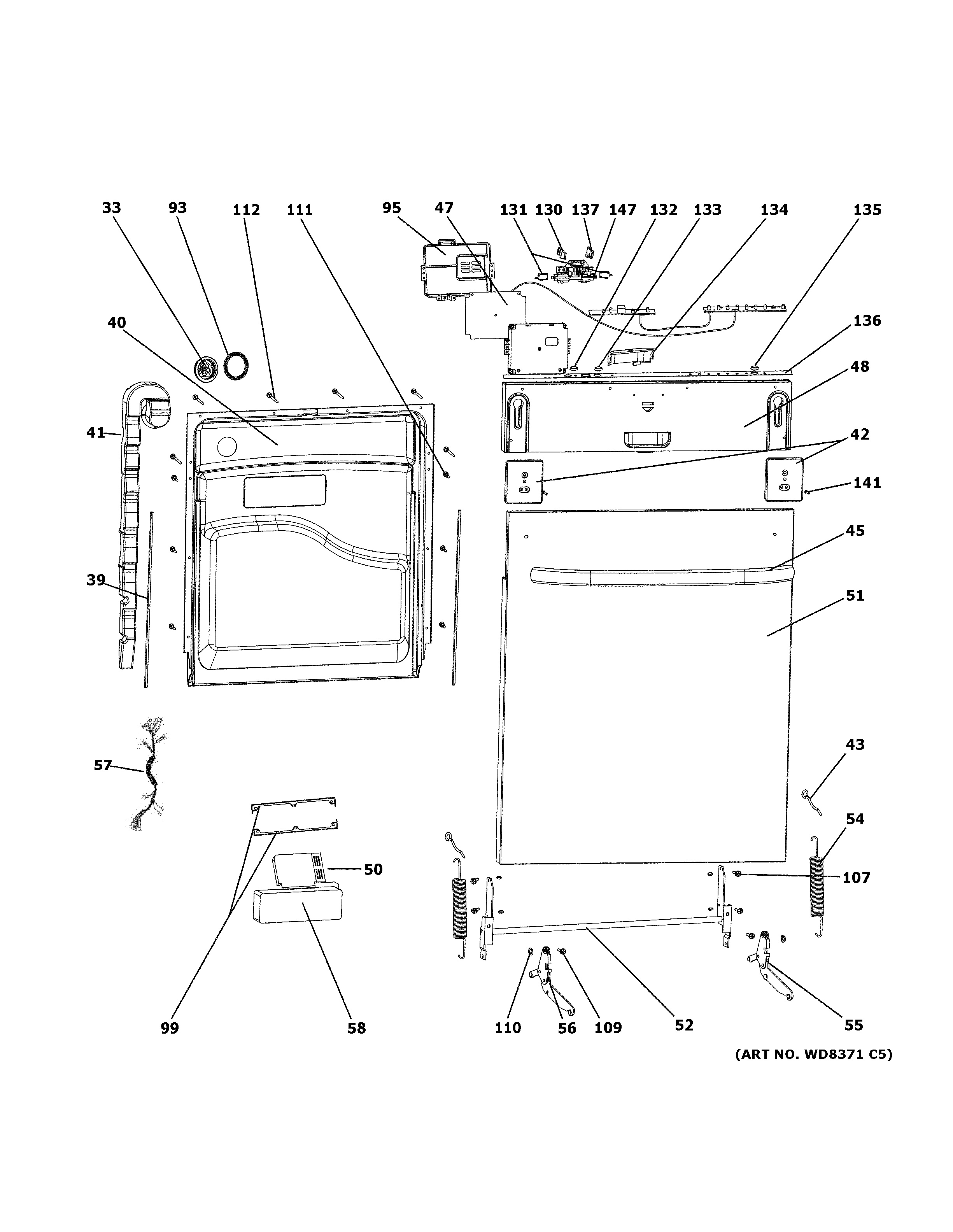 Assembly View for ESCUTCHEON & DOOR ASSEMBLY | GLDT696T00SS