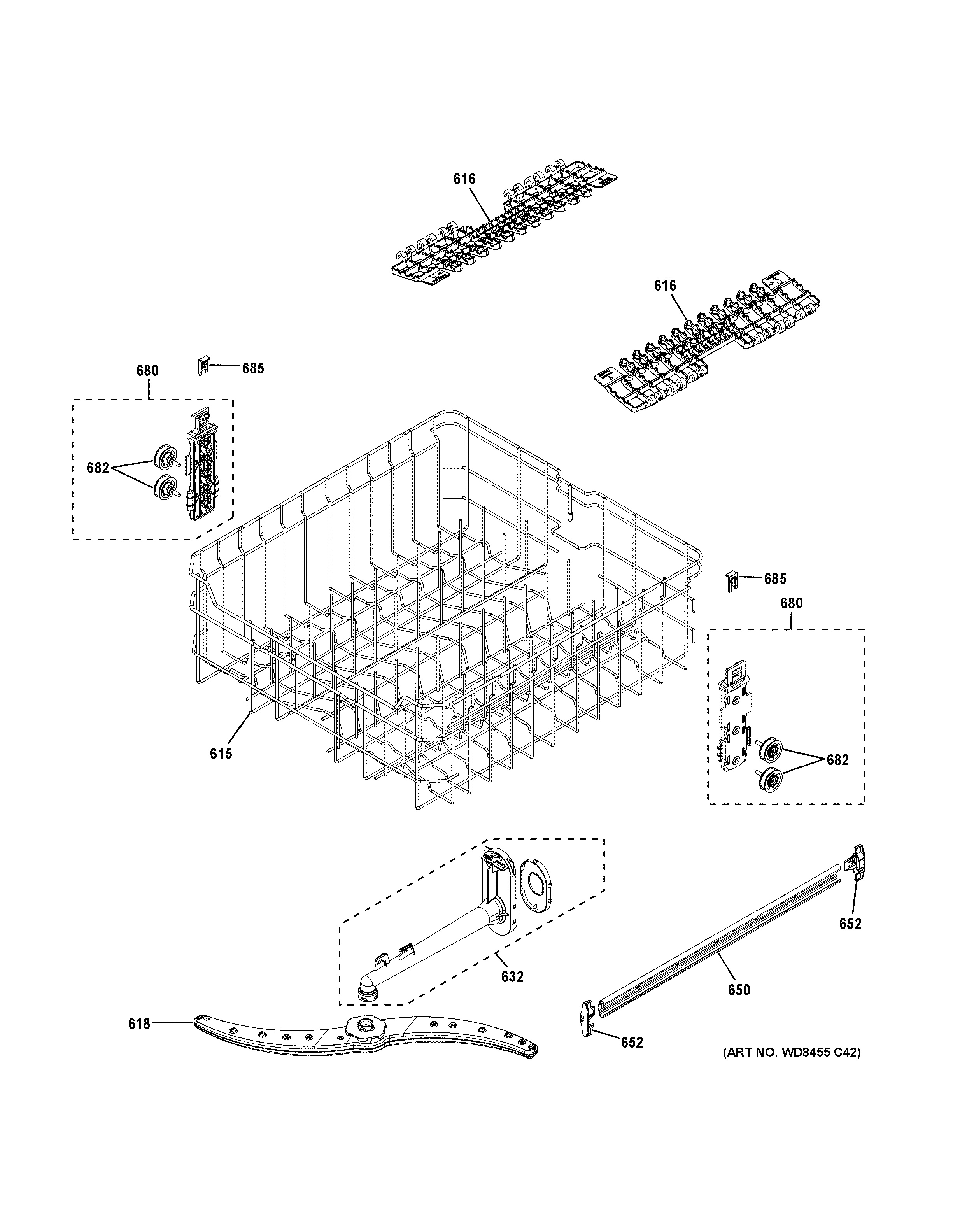 Assembly View for UPPER RACK ASSEMBLY | GDF520PSD0SS