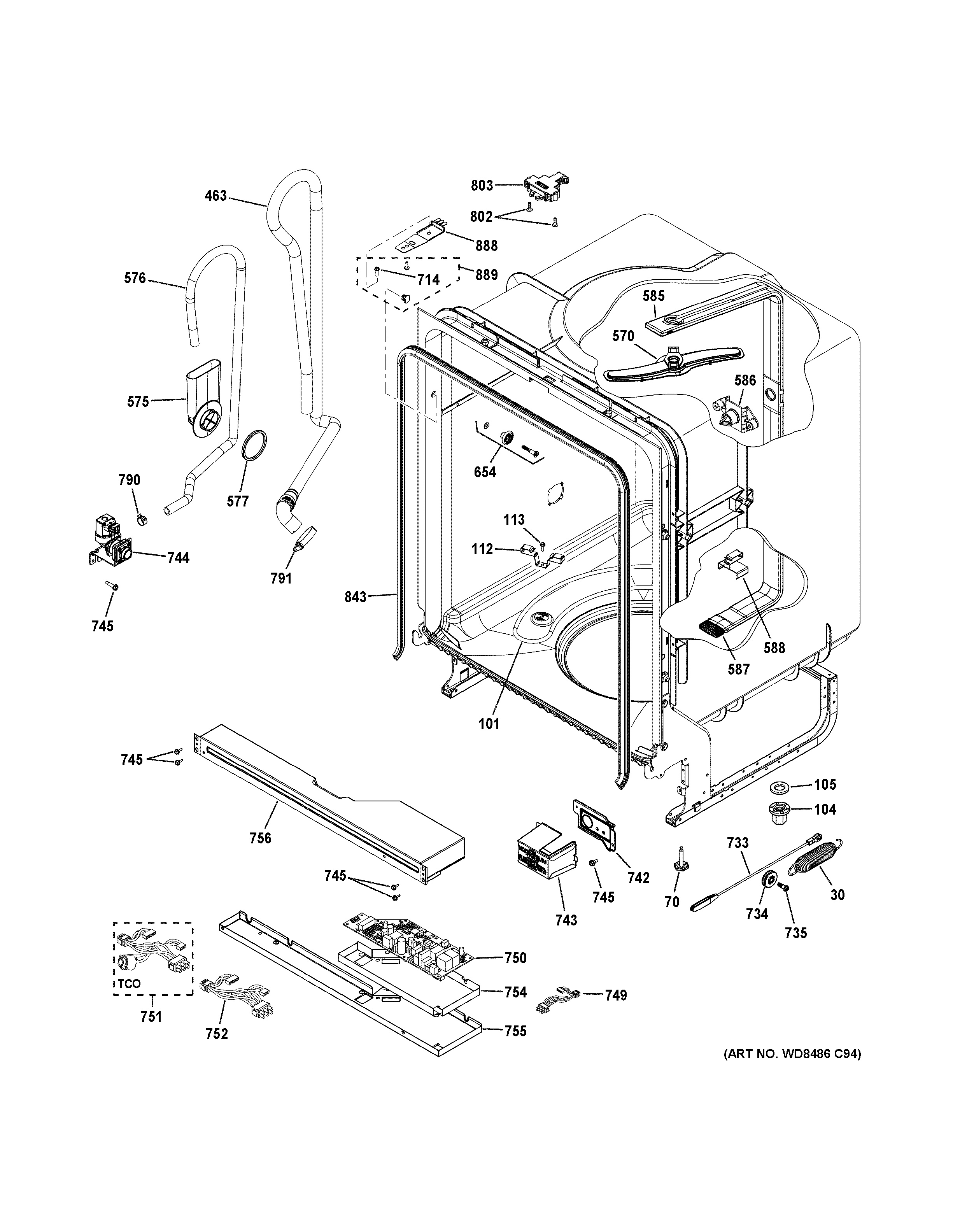 Assembly View for BODY PARTS | GDF510PGD0WW