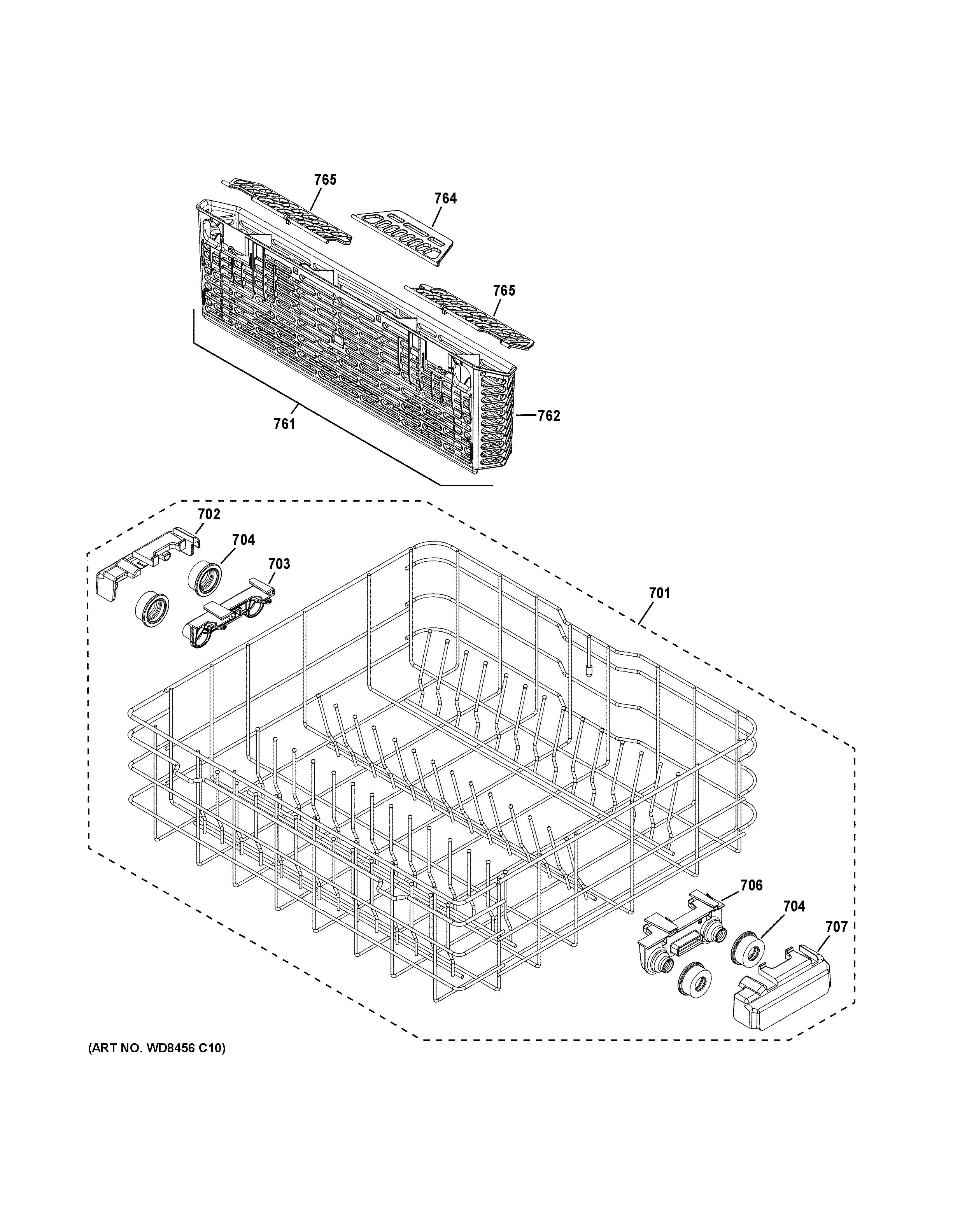 Assembly View for LOWER RACK ASSEMBLY | GDF510PSD1SS