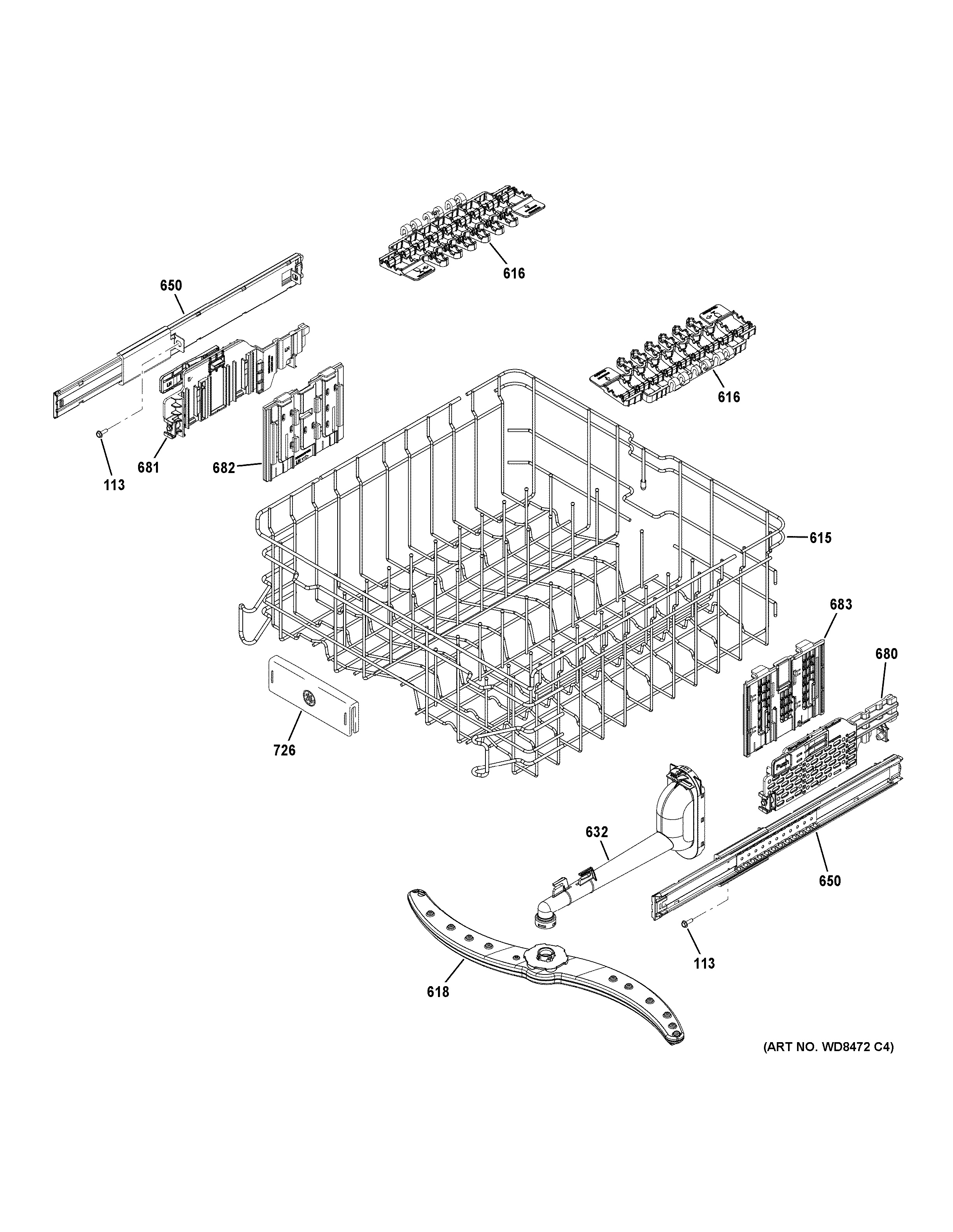 Assembly View for UPPER RACK ASSEMBLY | GDT580SGF0BB