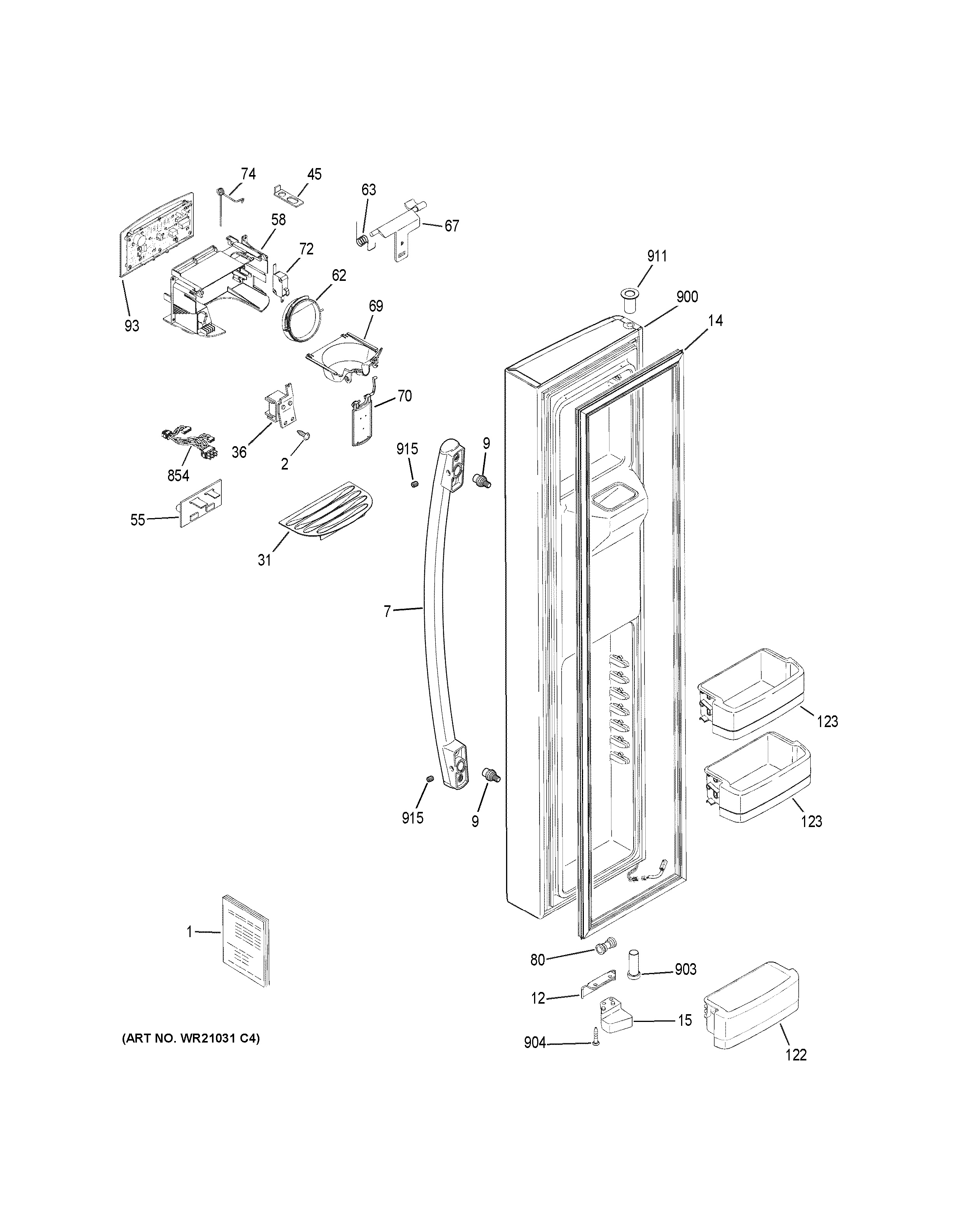 Assembly View for FREEZER DOOR | GSS23HSHKCSS