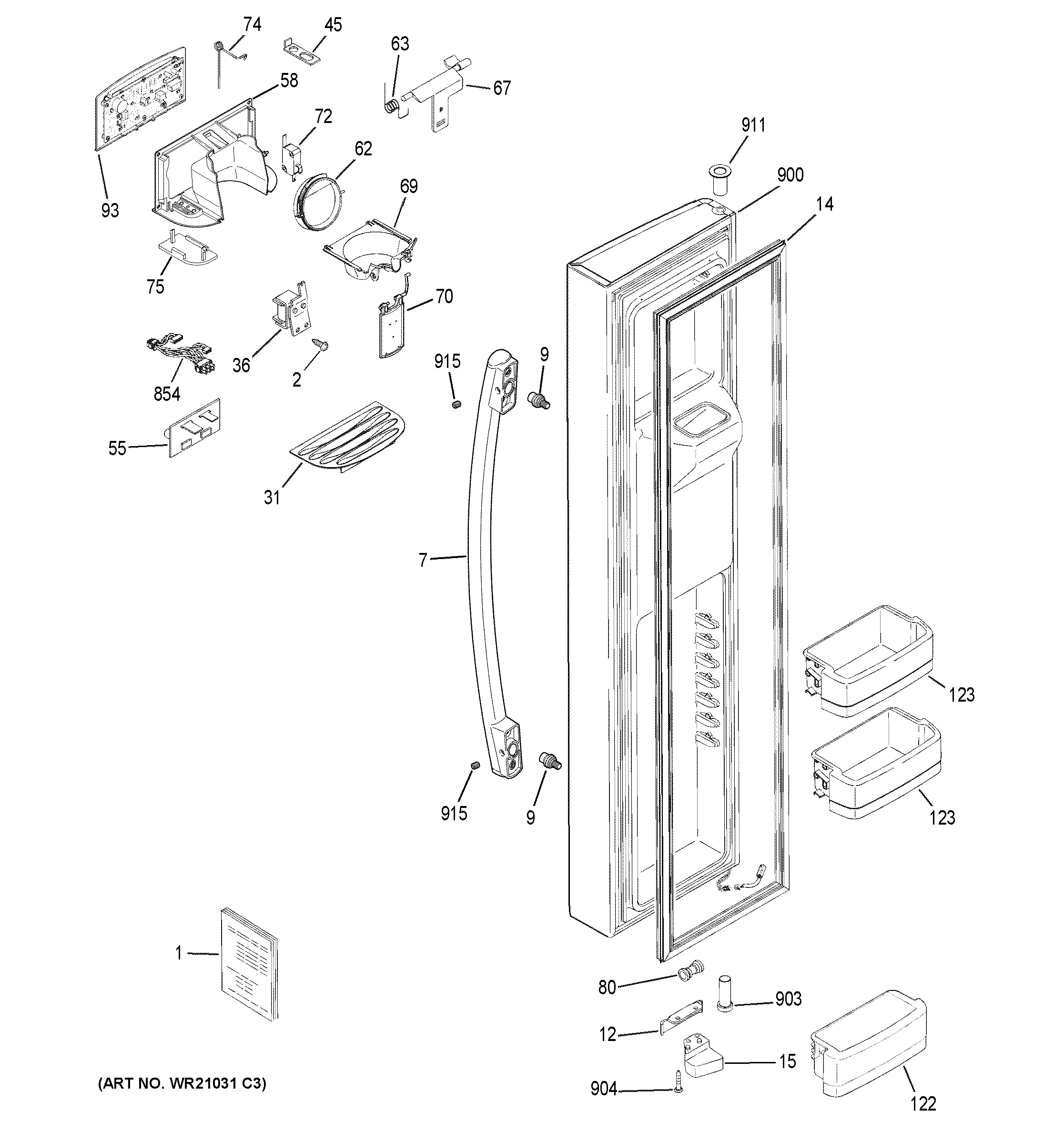 Assembly View for FREEZER DOOR | GSE23GGKKCCC
