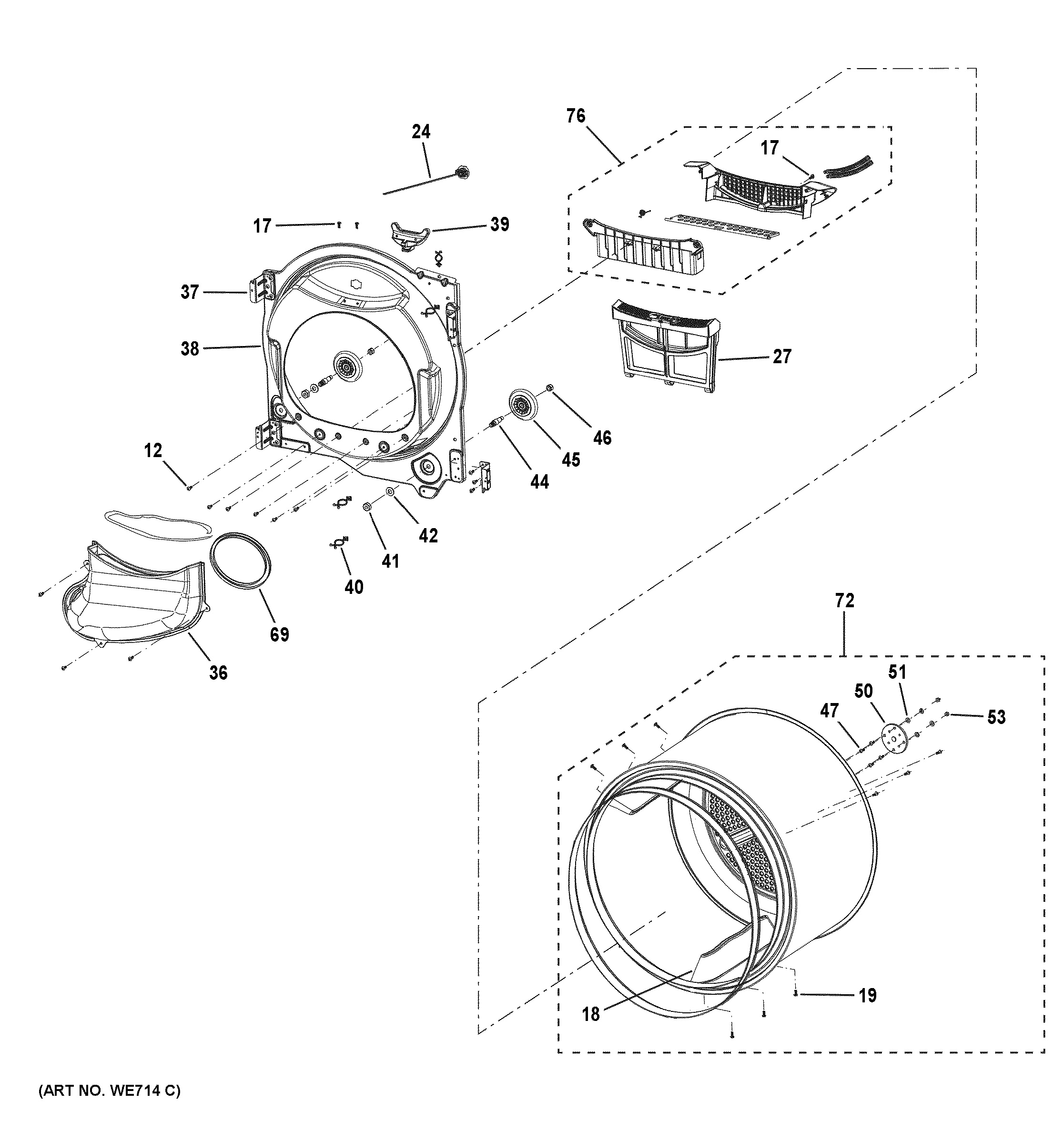 Assembly View for DRUM | GFD14ESSN0WW