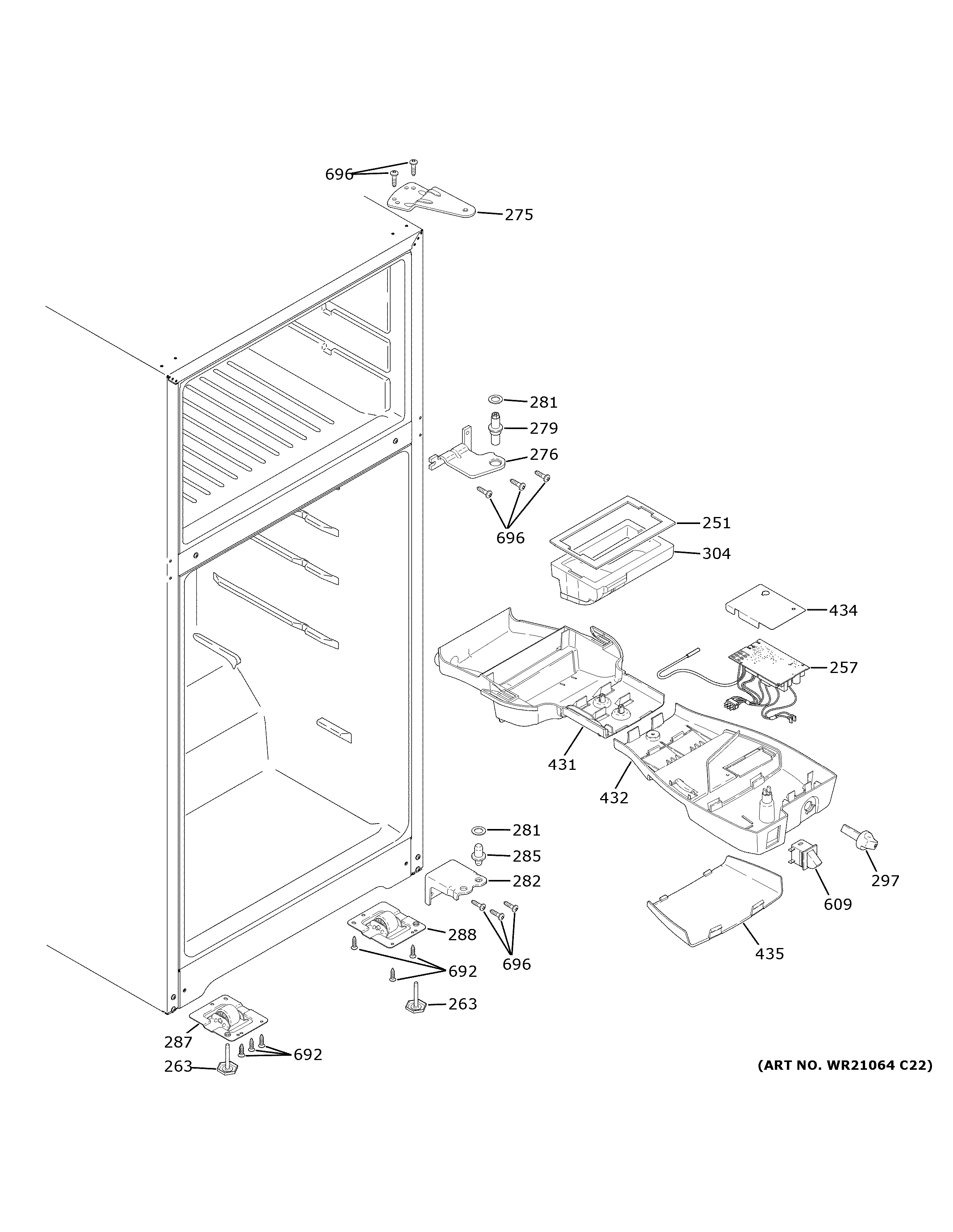 Assembly View for FRESH FOOD SECTION | GTS22KGNBRBB