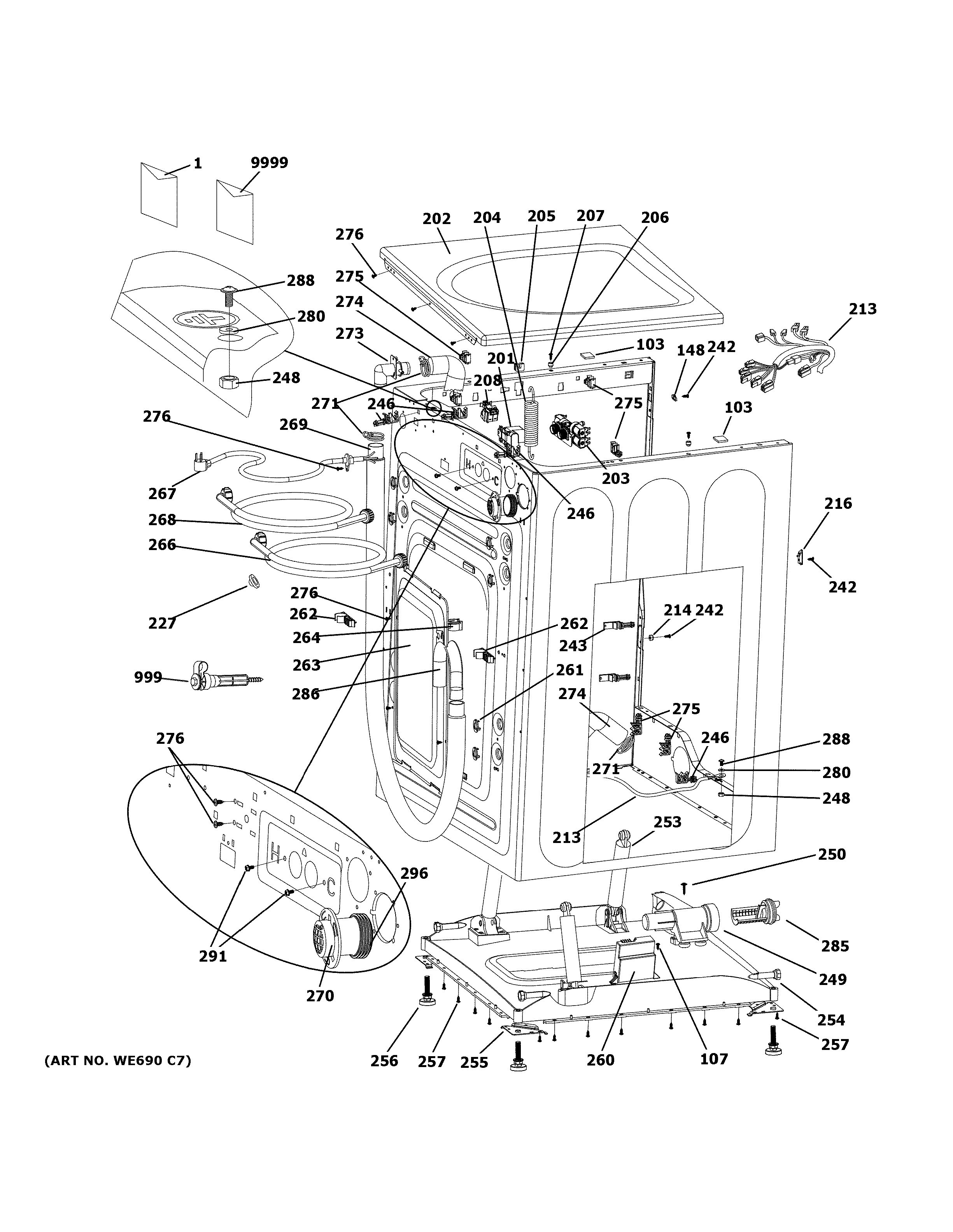 Assembly View for CABINET & TOP PANEL | GFW450SSK0WW