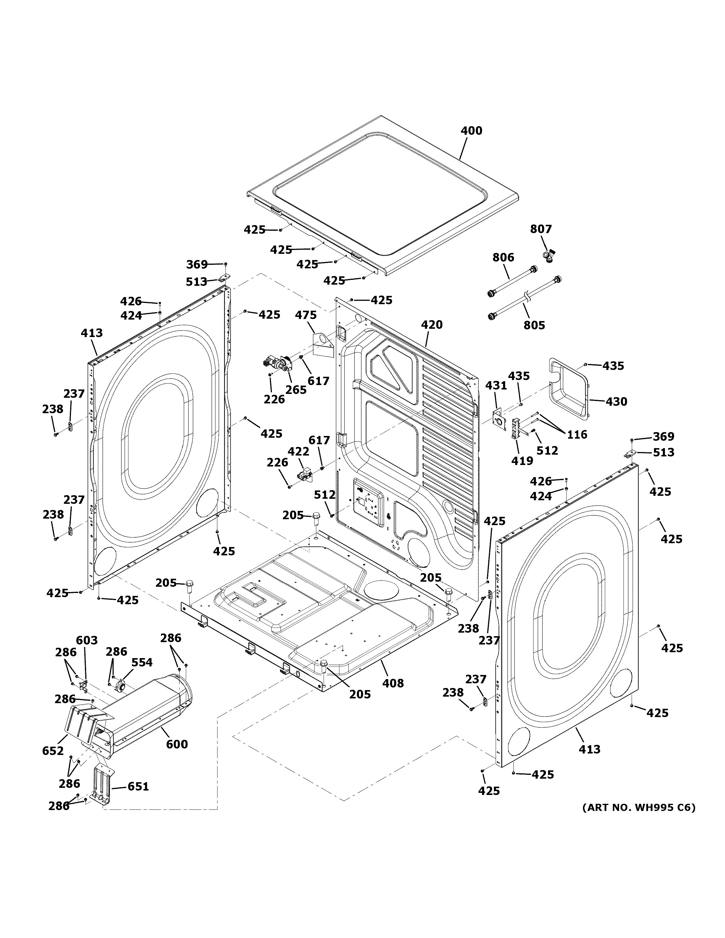 Assembly View for CABINET & TOP PANEL | GFDR270EH0WW