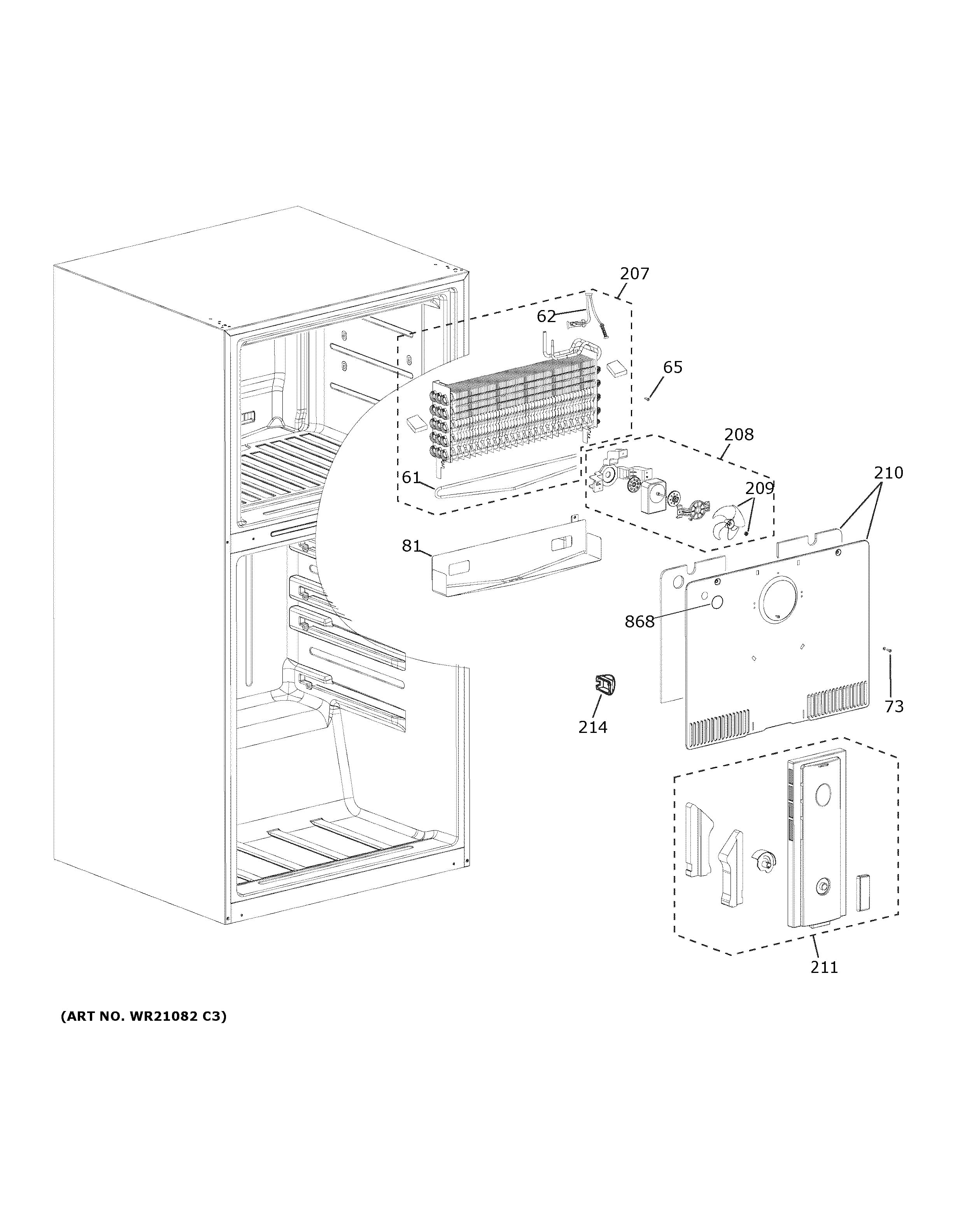 Assembly View for FREEZER SECTION | GIE21GSHCSS