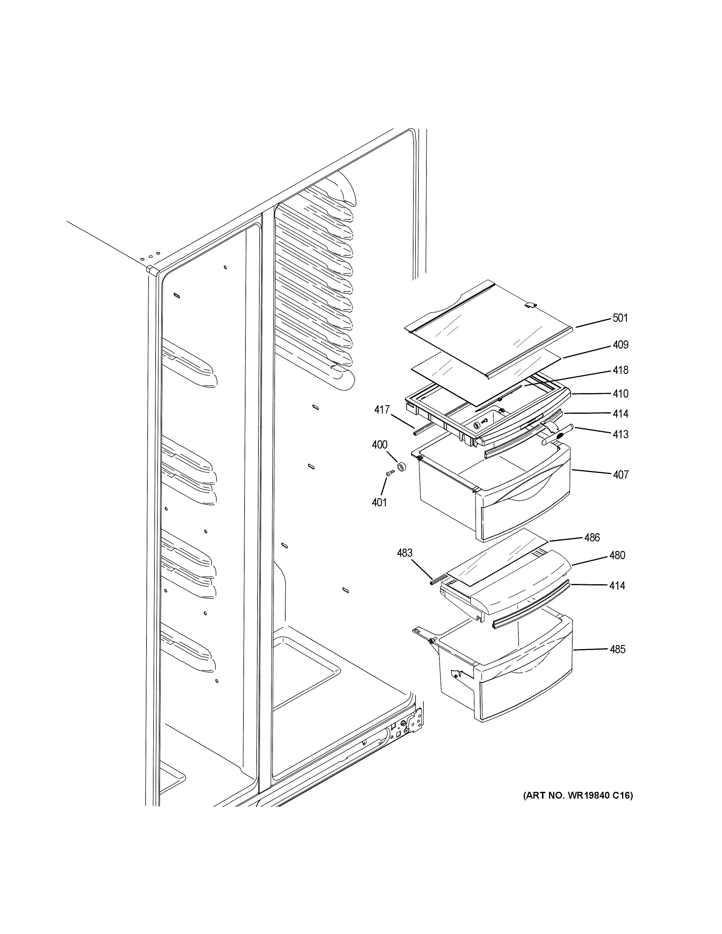 Assembly View for FRESH FOOD SHELVES | GSS25LSLLCSS