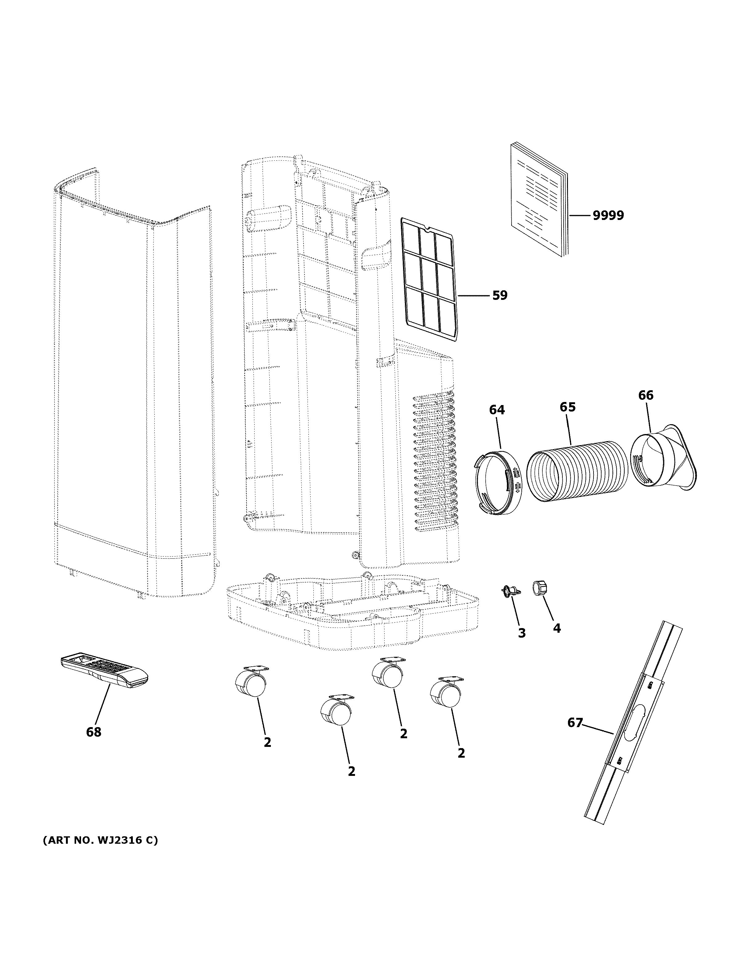 Assembly View for PORTABLE AIR CONDITIONER | APSA13YZMWT1
