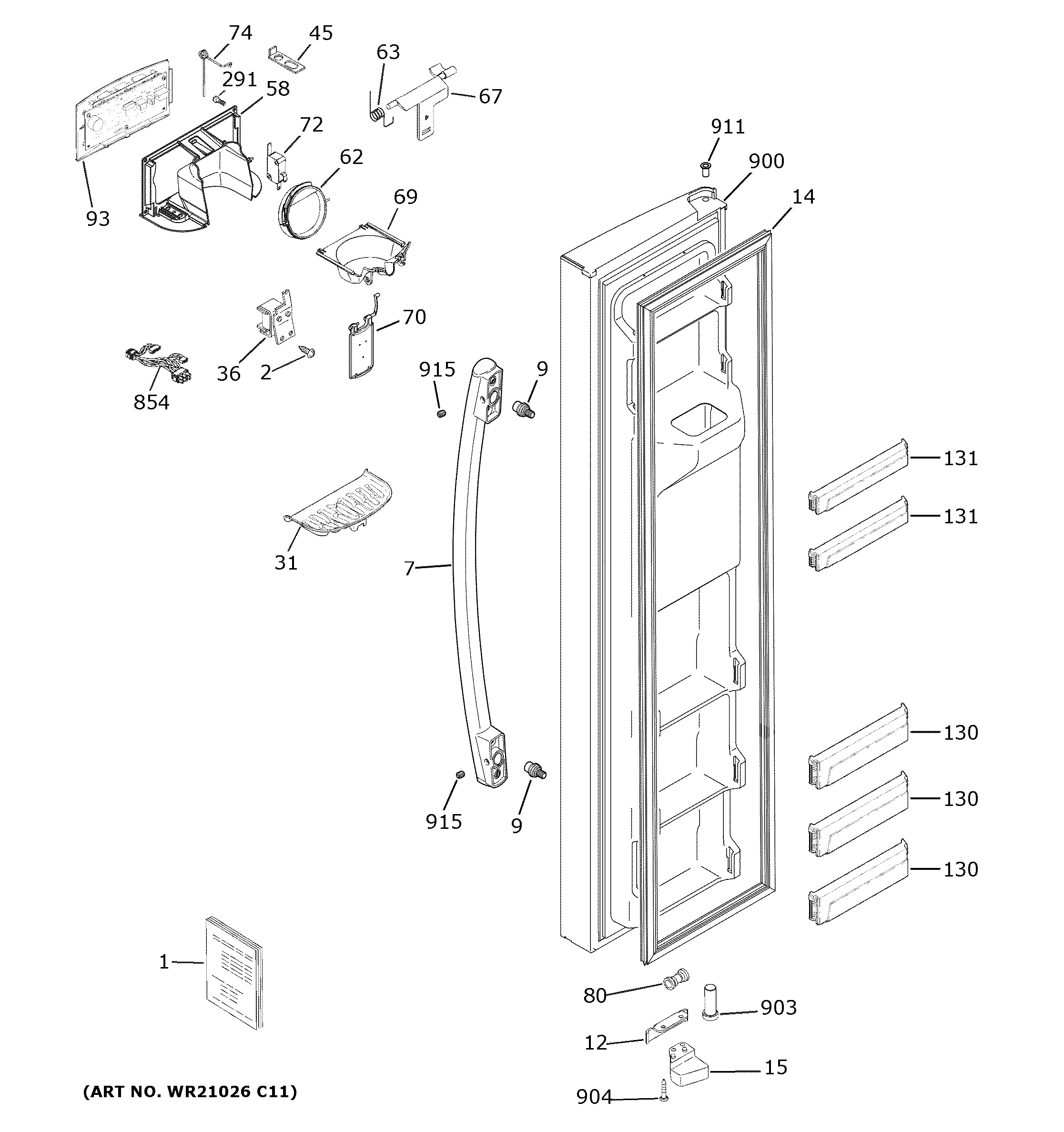 Assembly View for FREEZER DOOR | GSS25IYNPHFS