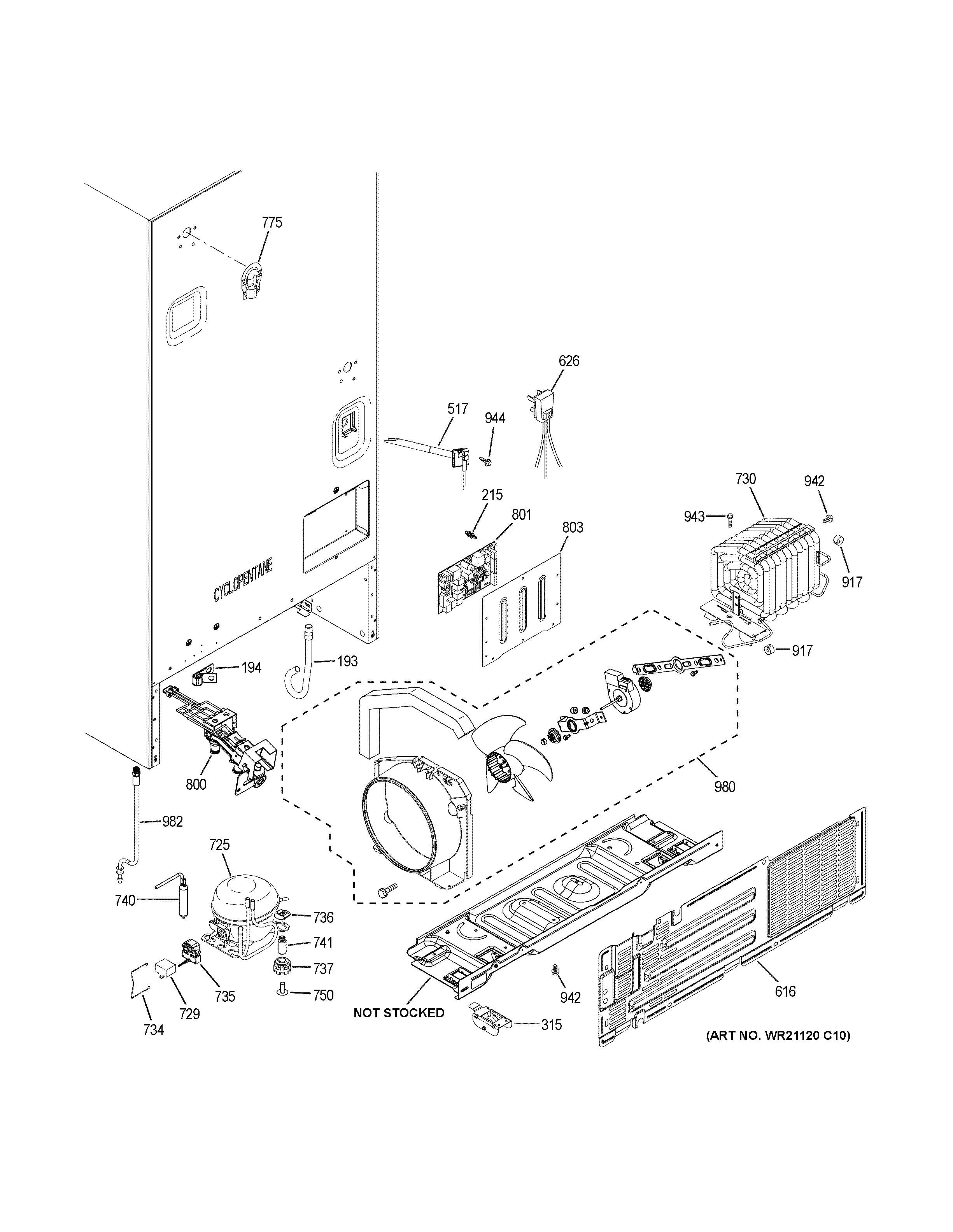 Assembly View for MACHINE COMPARTMENT | GWE19JSLAFSS