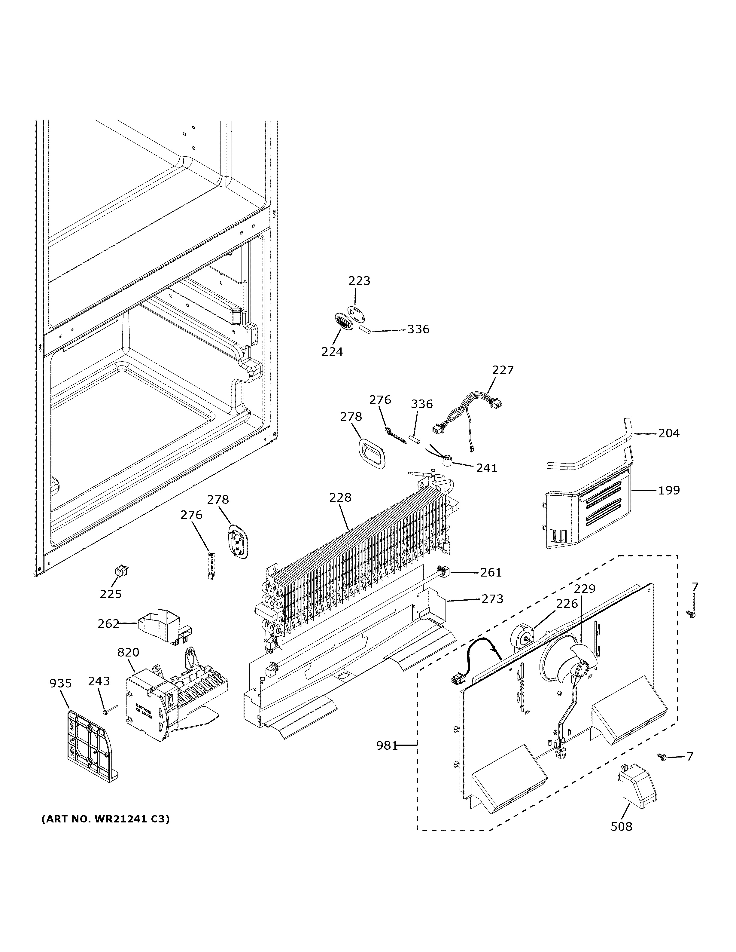Assembly View for FREEZER SECTION | GDE21ESKBRSS