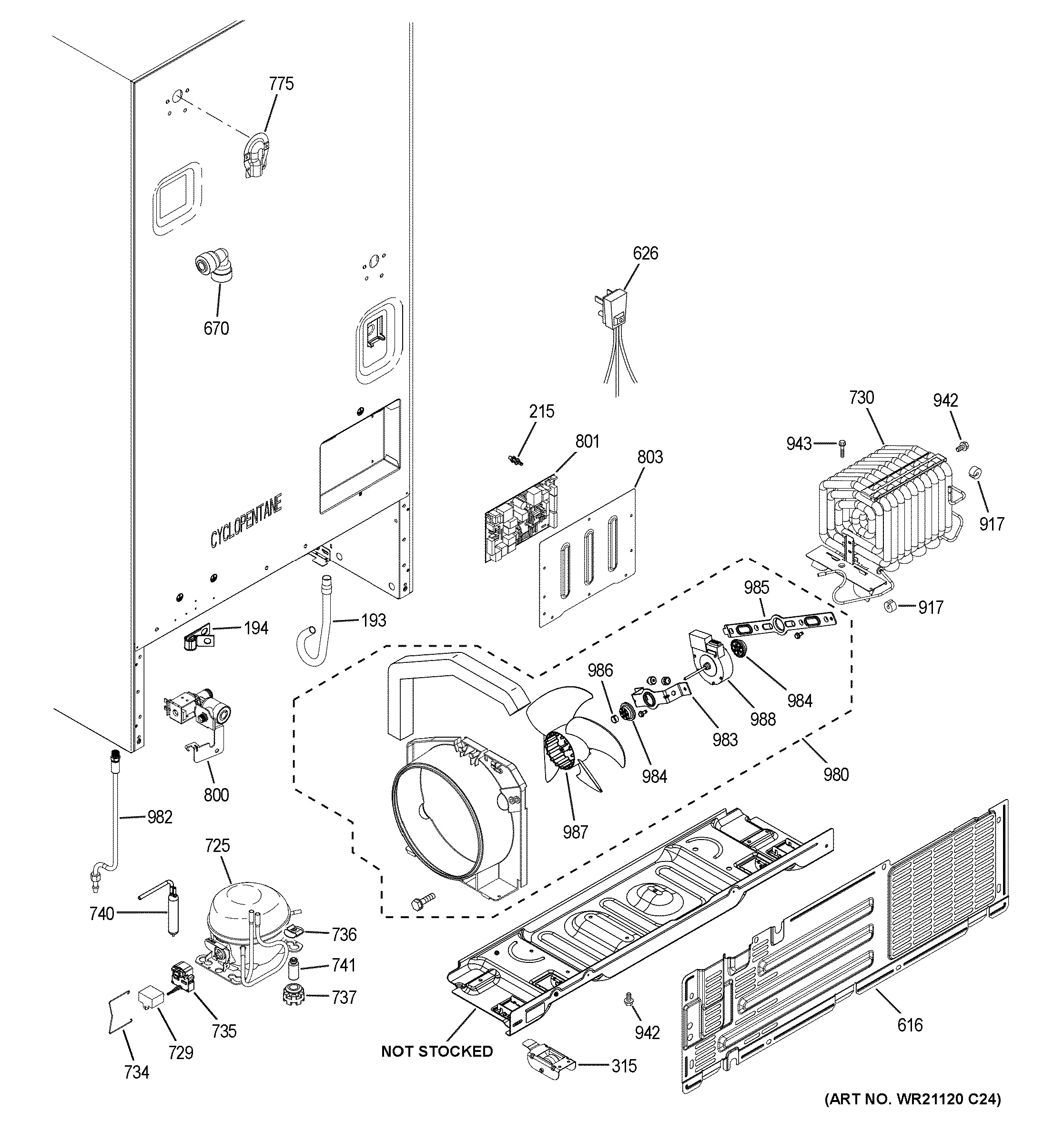 Assembly View for MACHINE COMPARTMENT | GYE18JSLGFSS