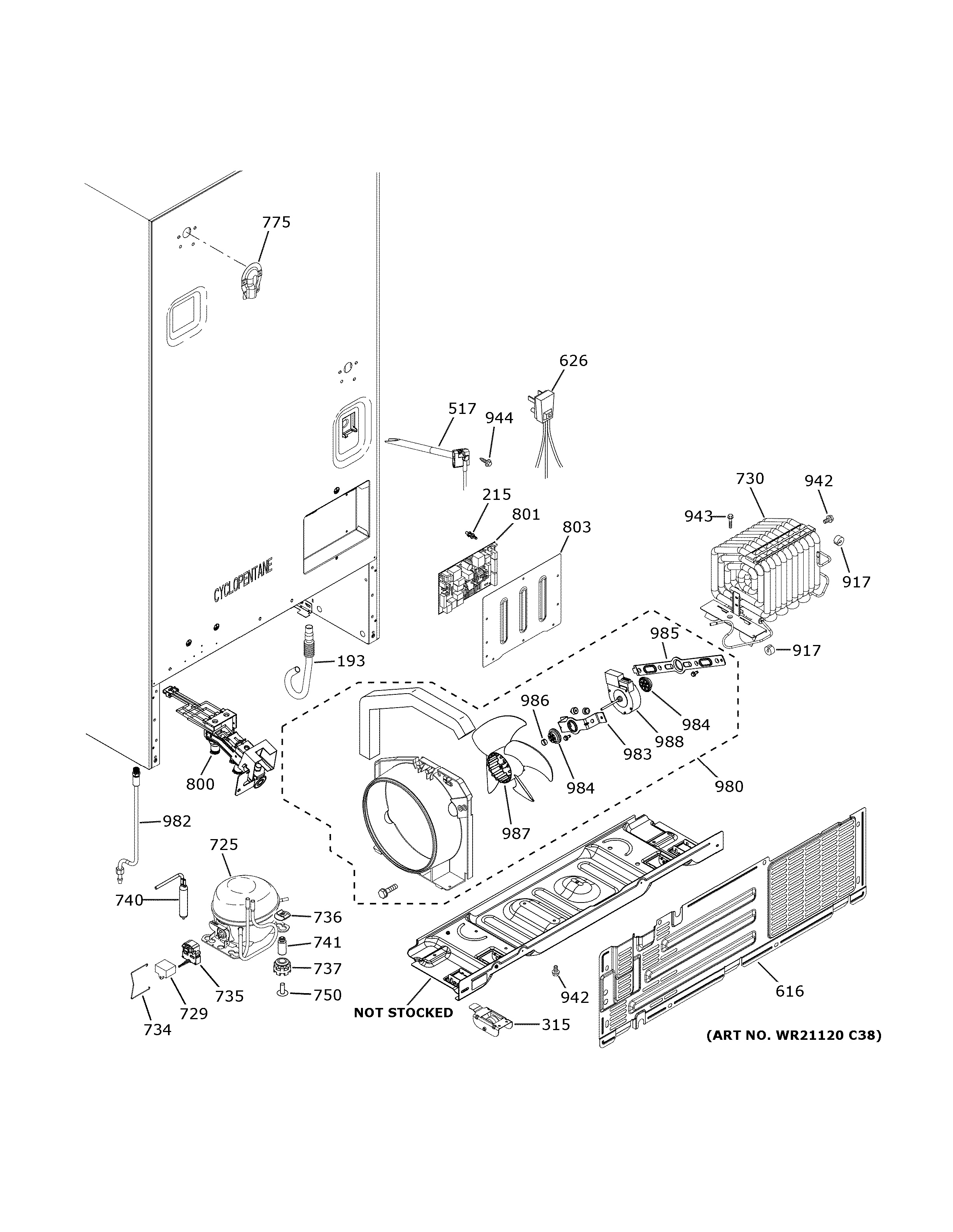 Assembly View for MACHINE COMPARTMENT | GWE19JGLKFWW