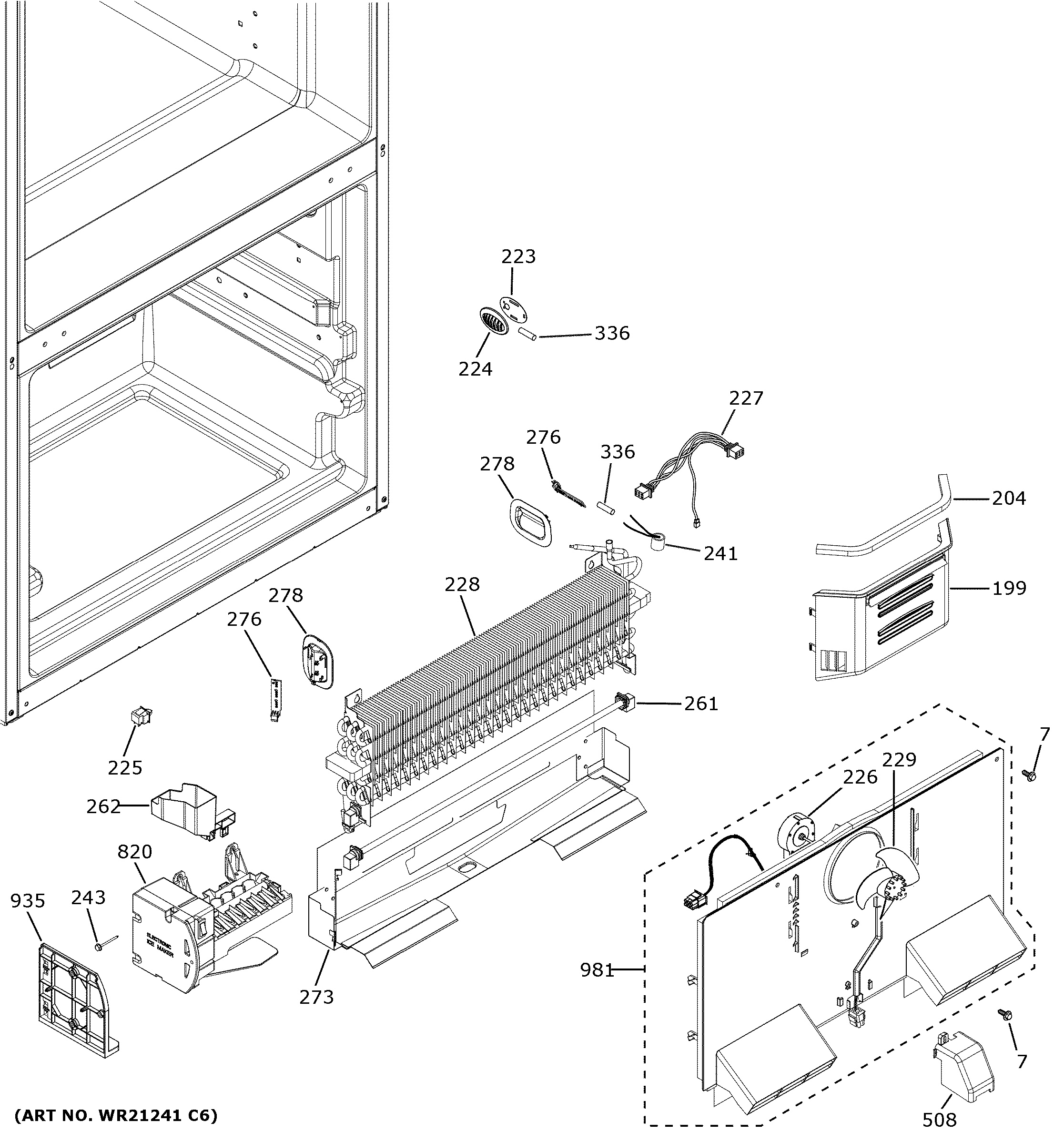 Assembly View for FREEZER SECTION | GNE25JGKCFBB