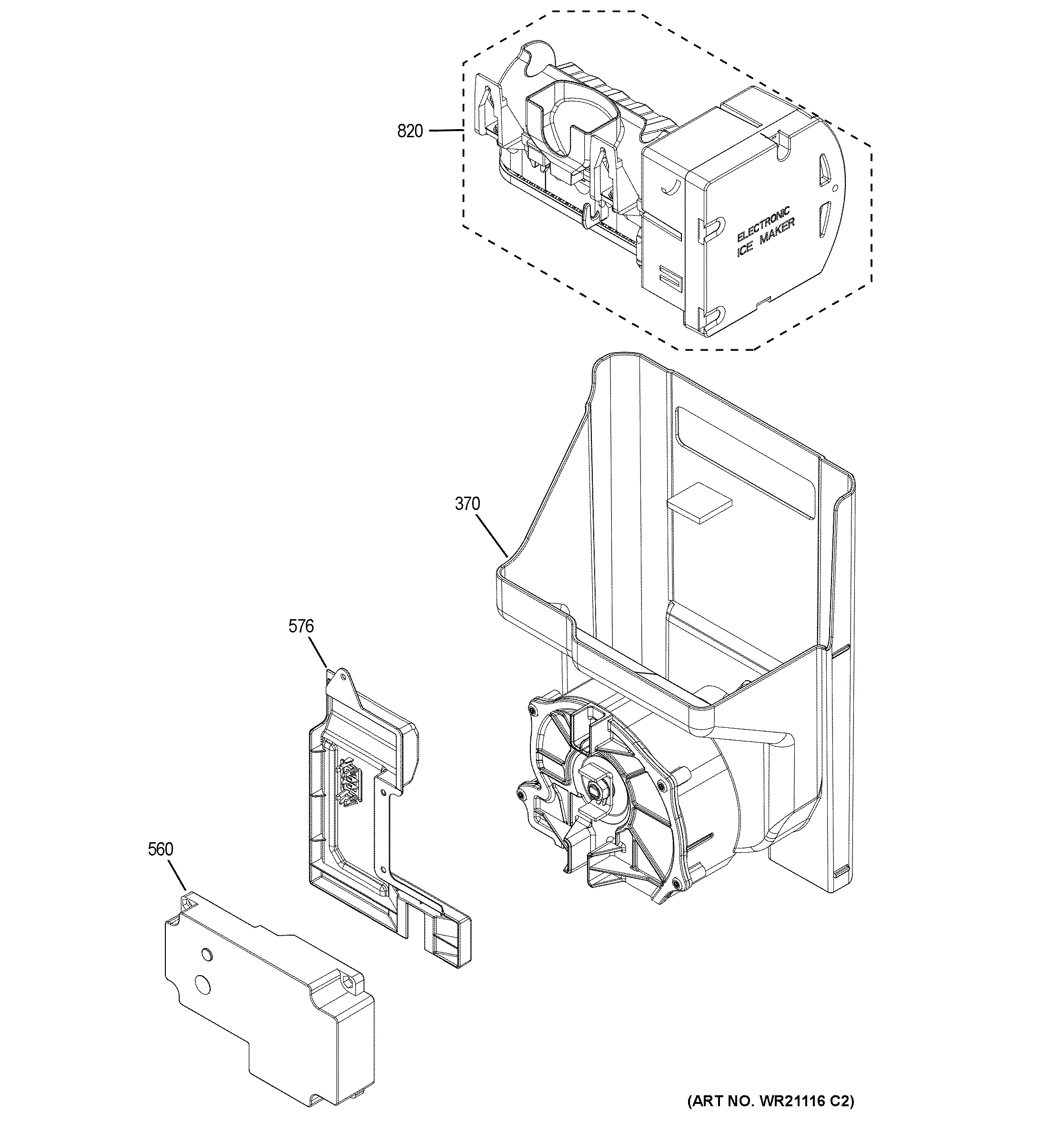 Assembly View for ICE MAKER & DISPENSER | GFE24JMKBFES