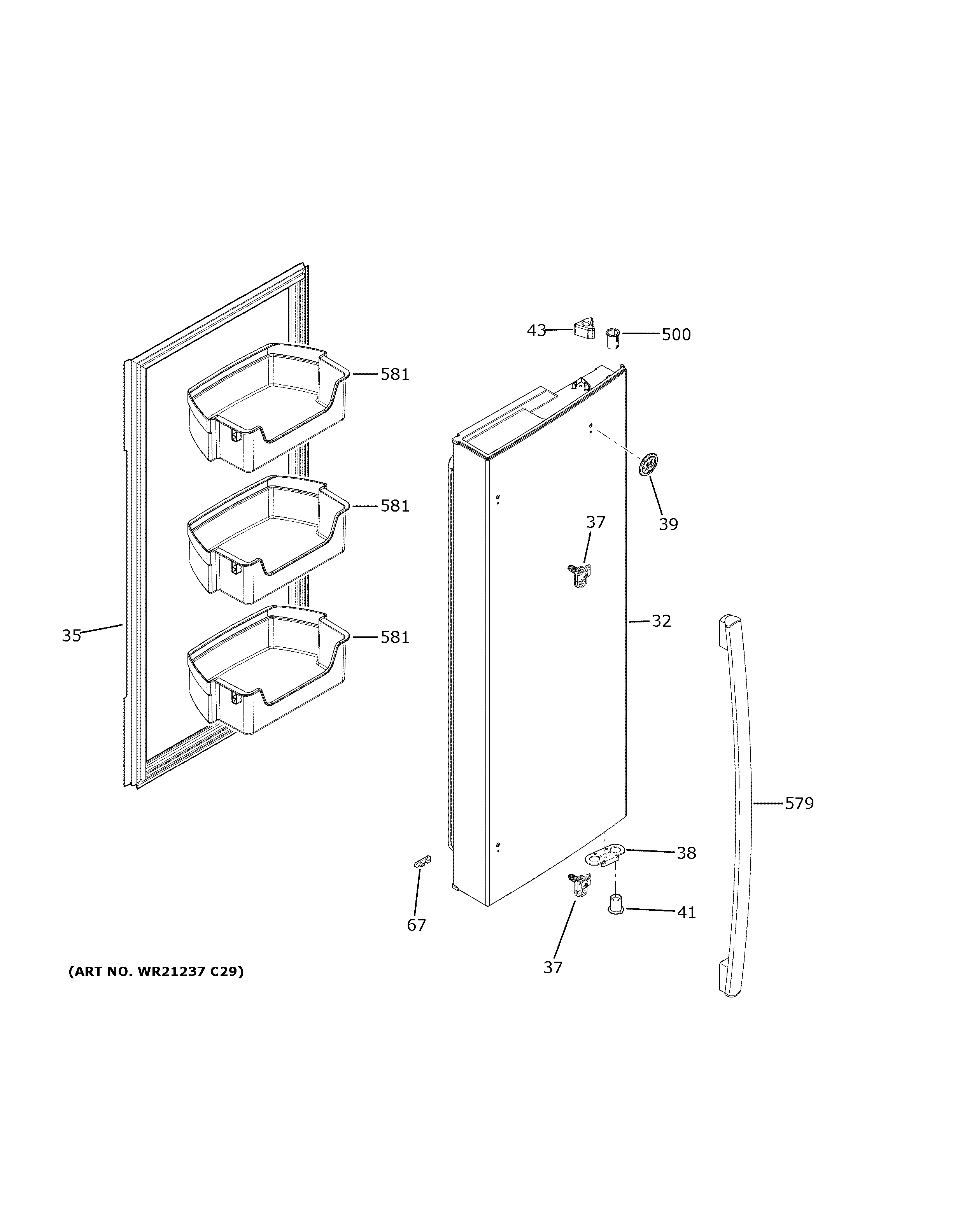 Assembly View for FRESH FOOD DOOR - RH | GNE27ESMAFSS