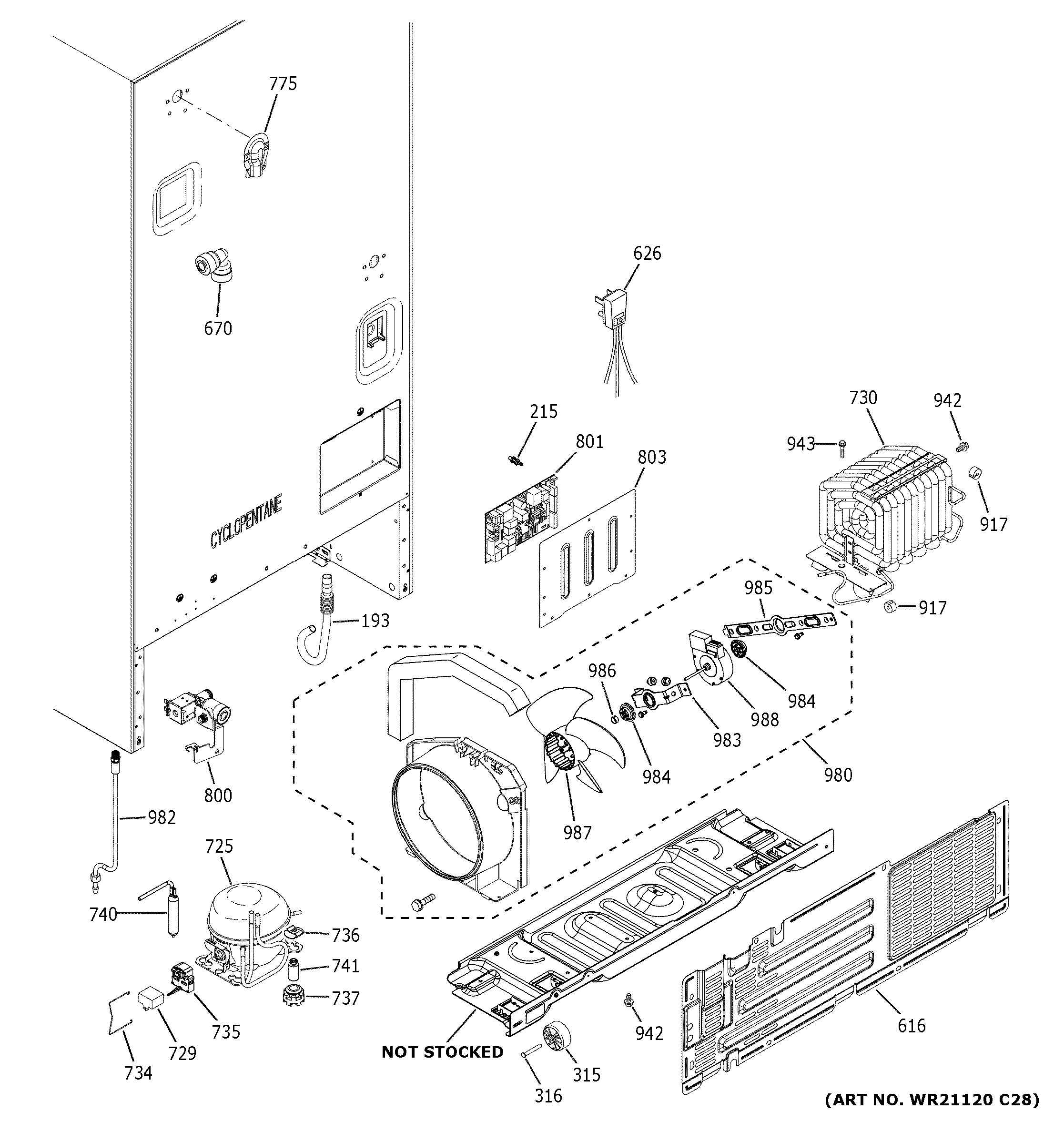 Assembly View for MACHINE COMPARTMENT | CFE26KP2NBS1