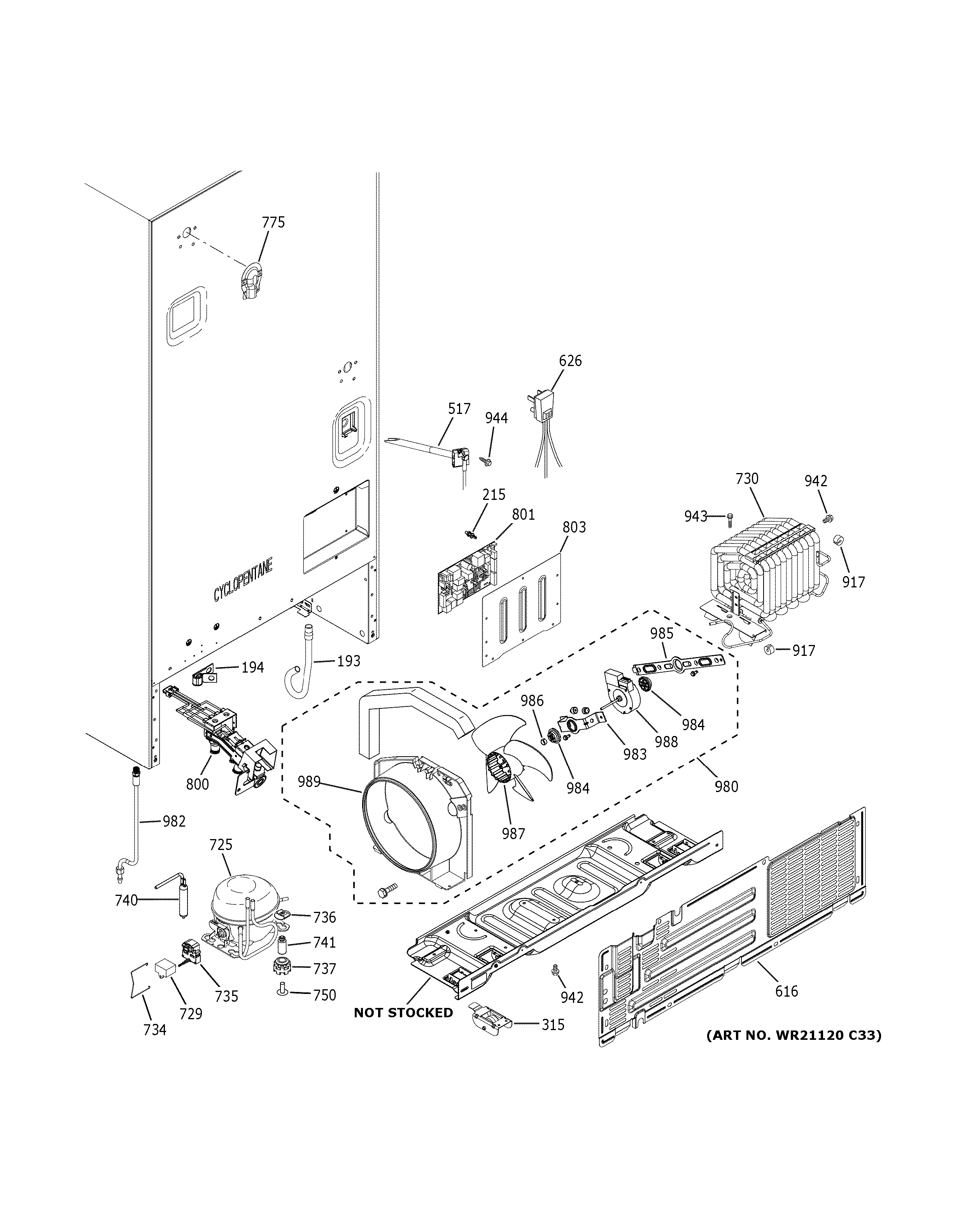 Assembly View for MACHINE COMPARTMENT | GNE25JSKKFSS