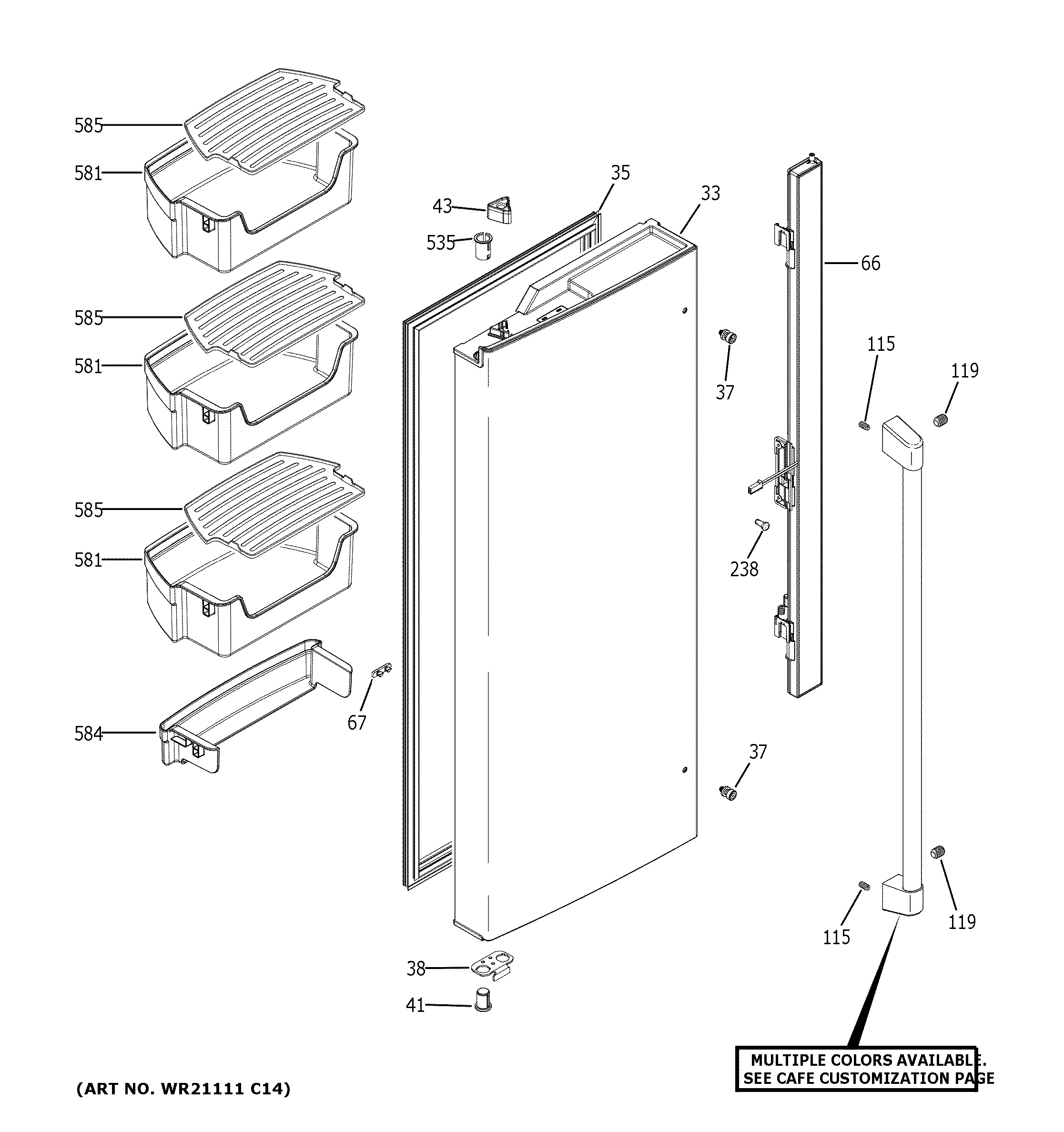 Assembly View for FRESH FOOD DOOR - LH | CWE19SP4NBW2