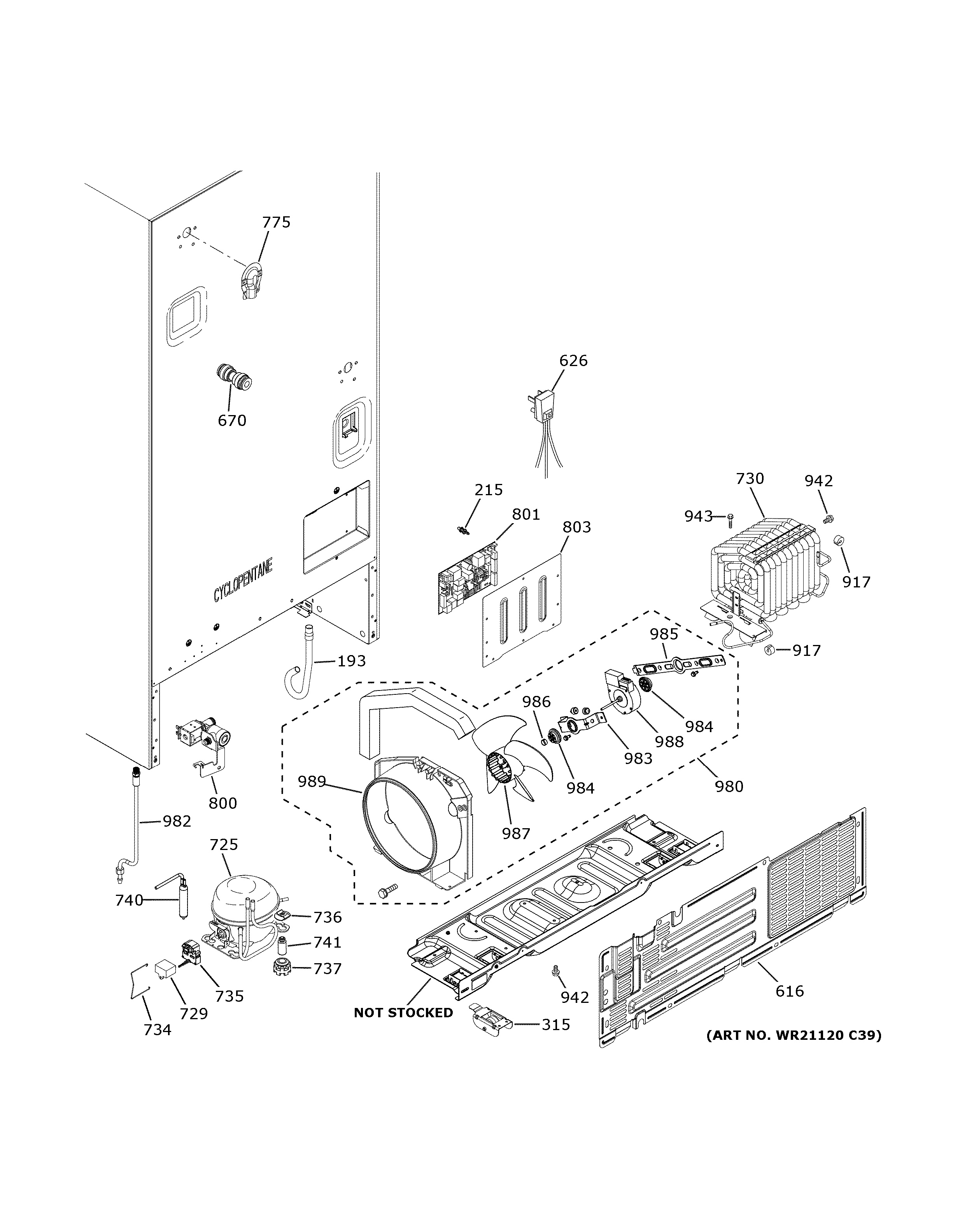 Assembly View for MACHINE COMPARTMENT | GFE24JSKLFSS