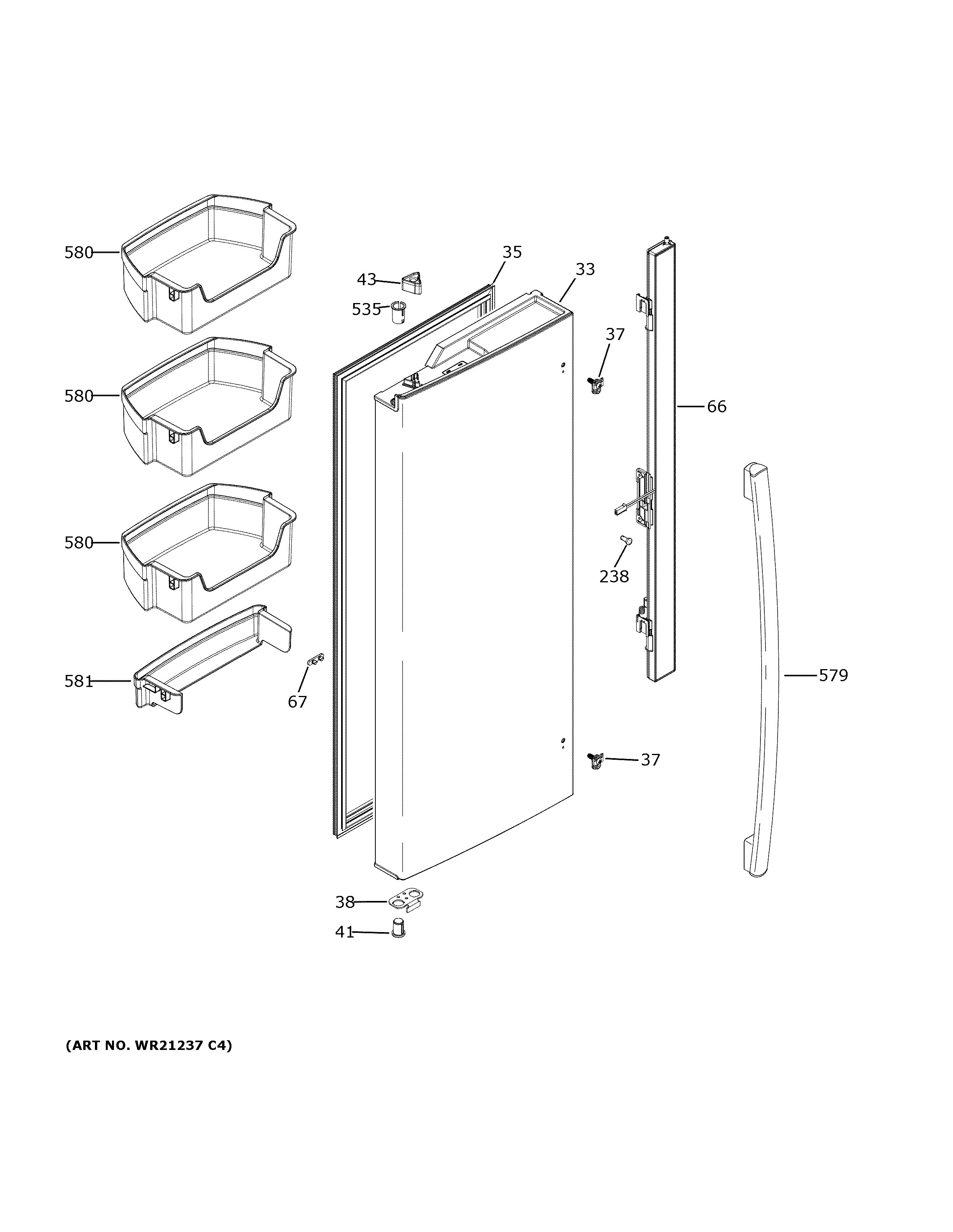 Assembly View for FRESH FOOD DOOR - LH | GNE21FSKBFSS