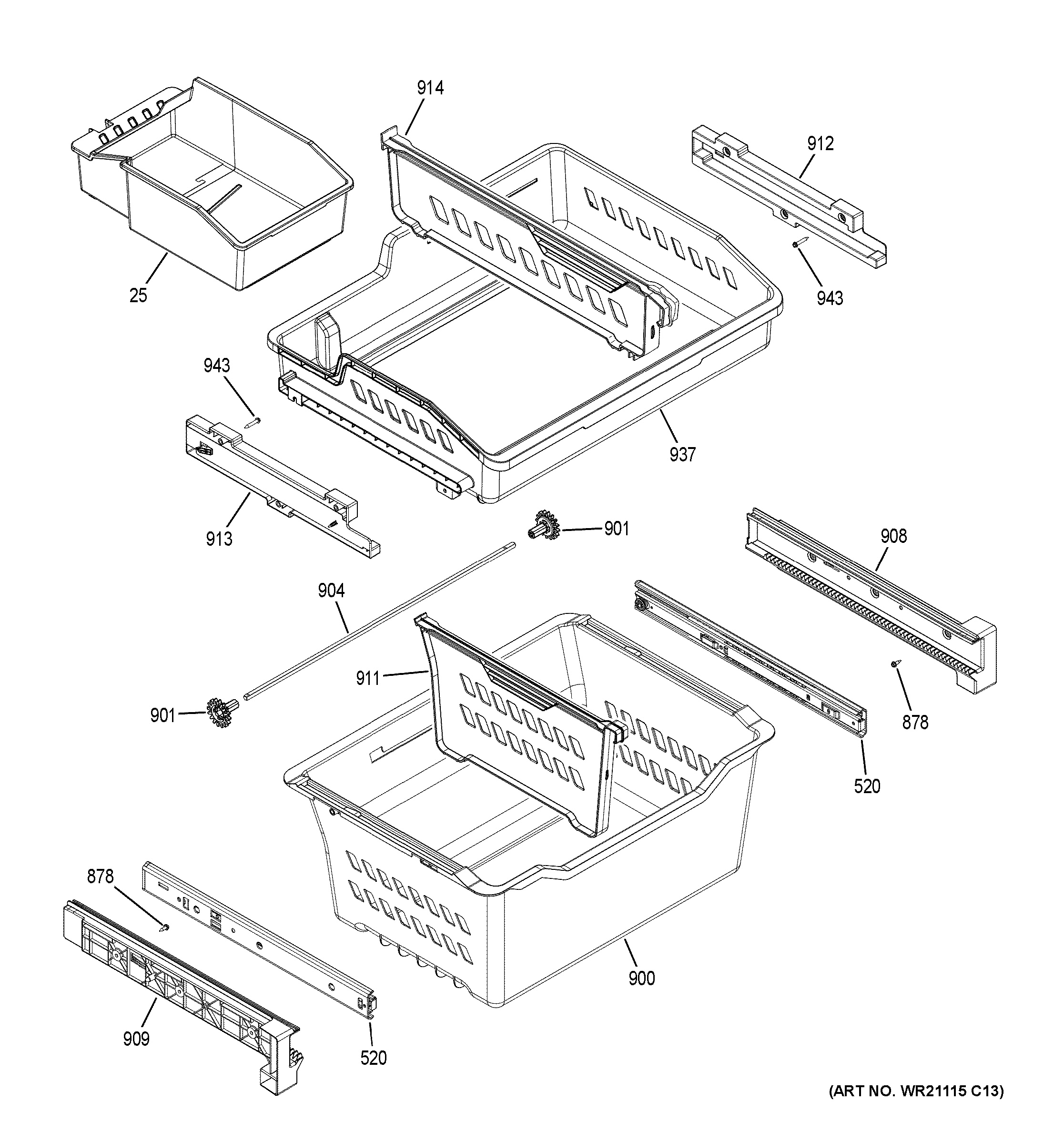 Assembly View for FREEZER SHELVES | GNE25JSKNFSS