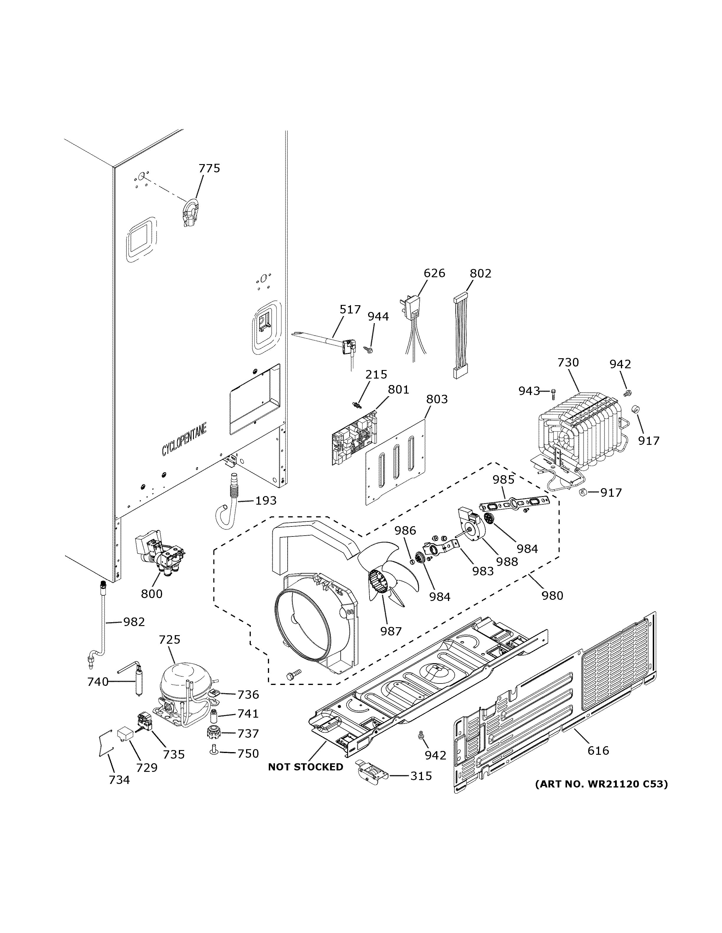 Assembly View for MACHINE COMPARTMENT | GWE19JSLNFSS