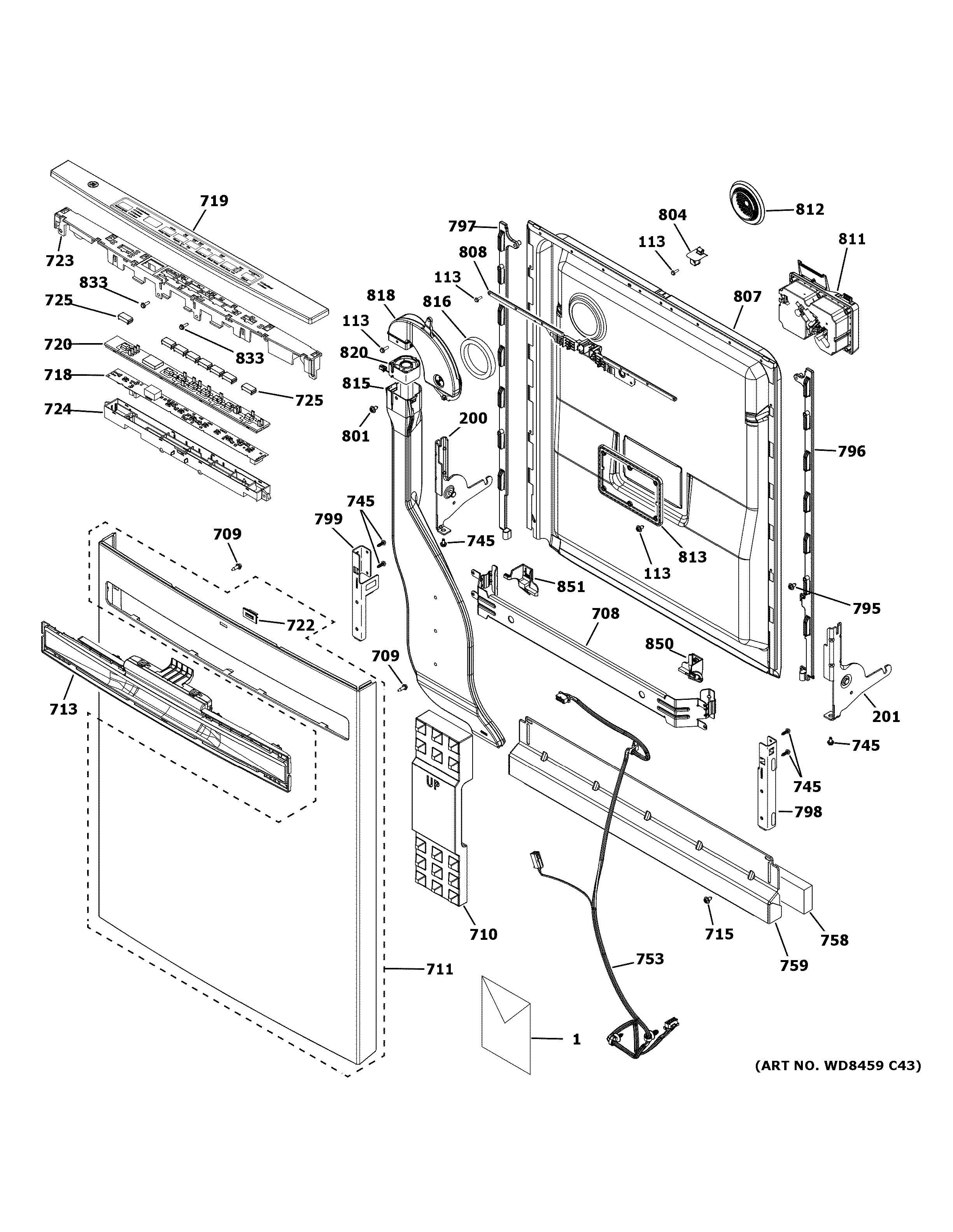 Assembly View for ESCUTCHEON & DOOR ASSEMBLY | GDP615HSM0SS