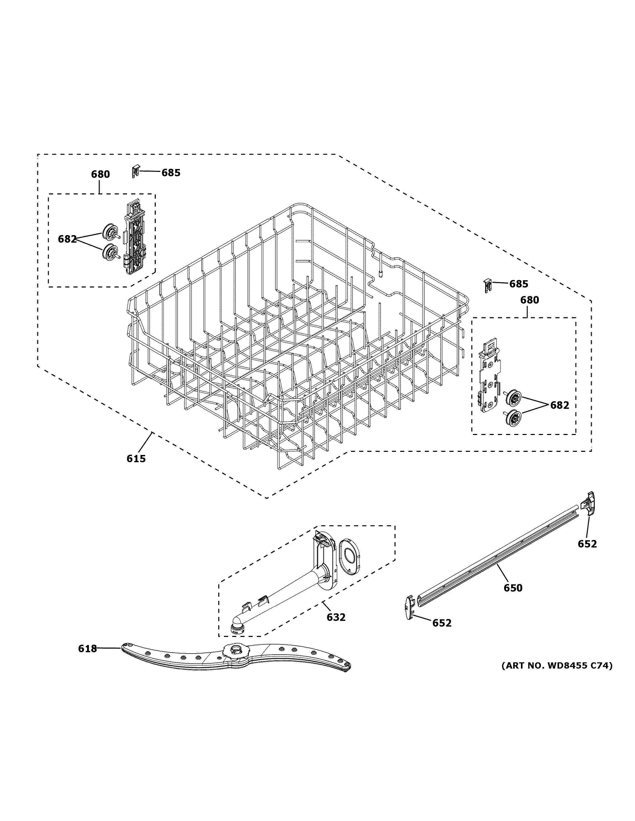 Assembly View for UPPER RACK ASSEMBLY | GDT535PSM4SS