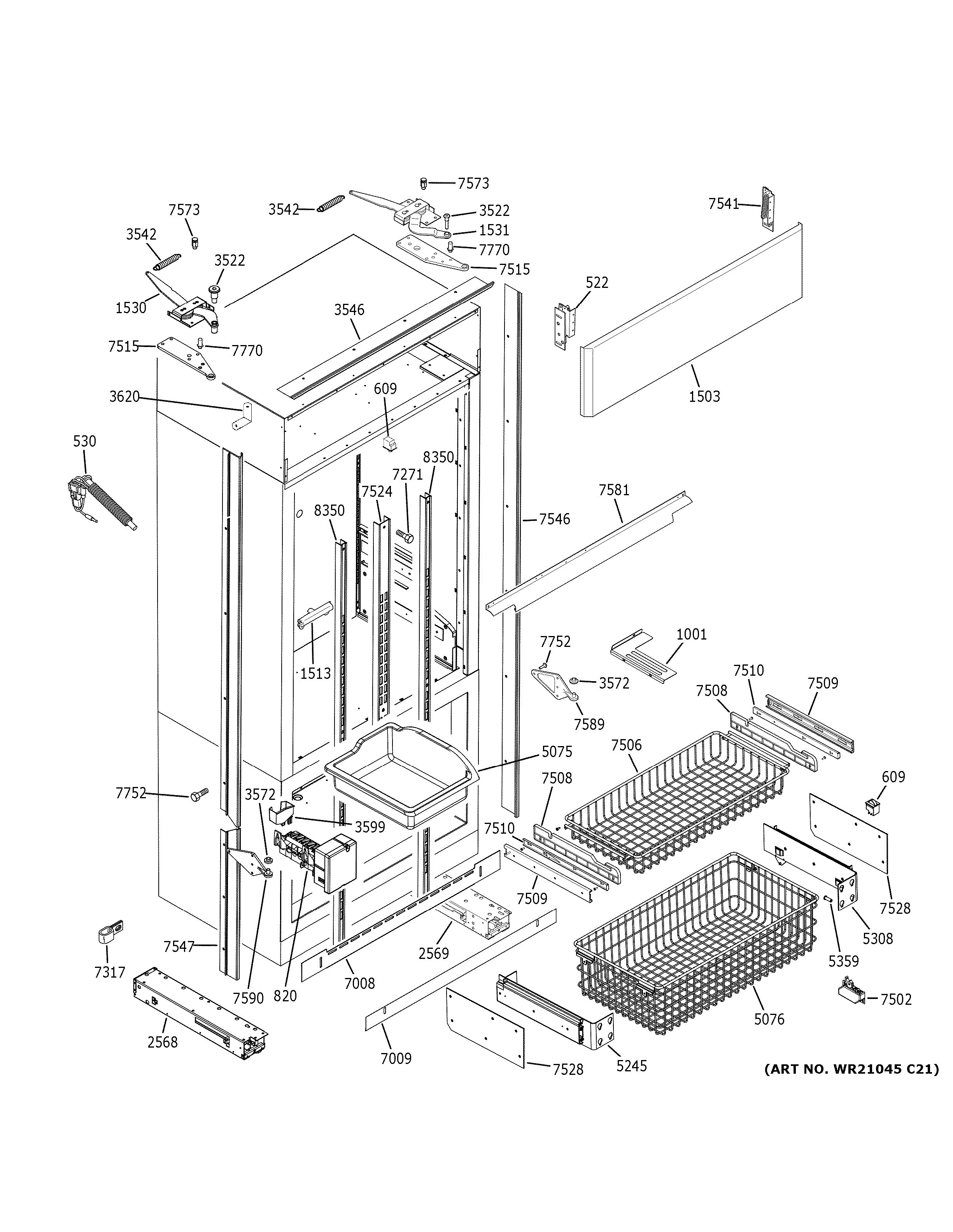 Assembly View for FREEZER SECTION, TRIM & COMPONENTS | ZIPS360NNBSS