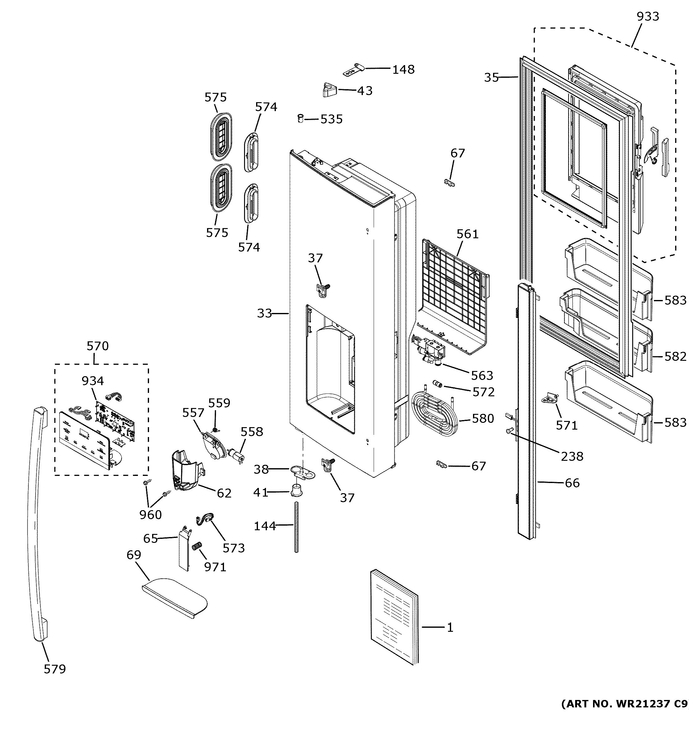 Assembly View for DISPENSER DOOR | GFE24JSKJFSS
