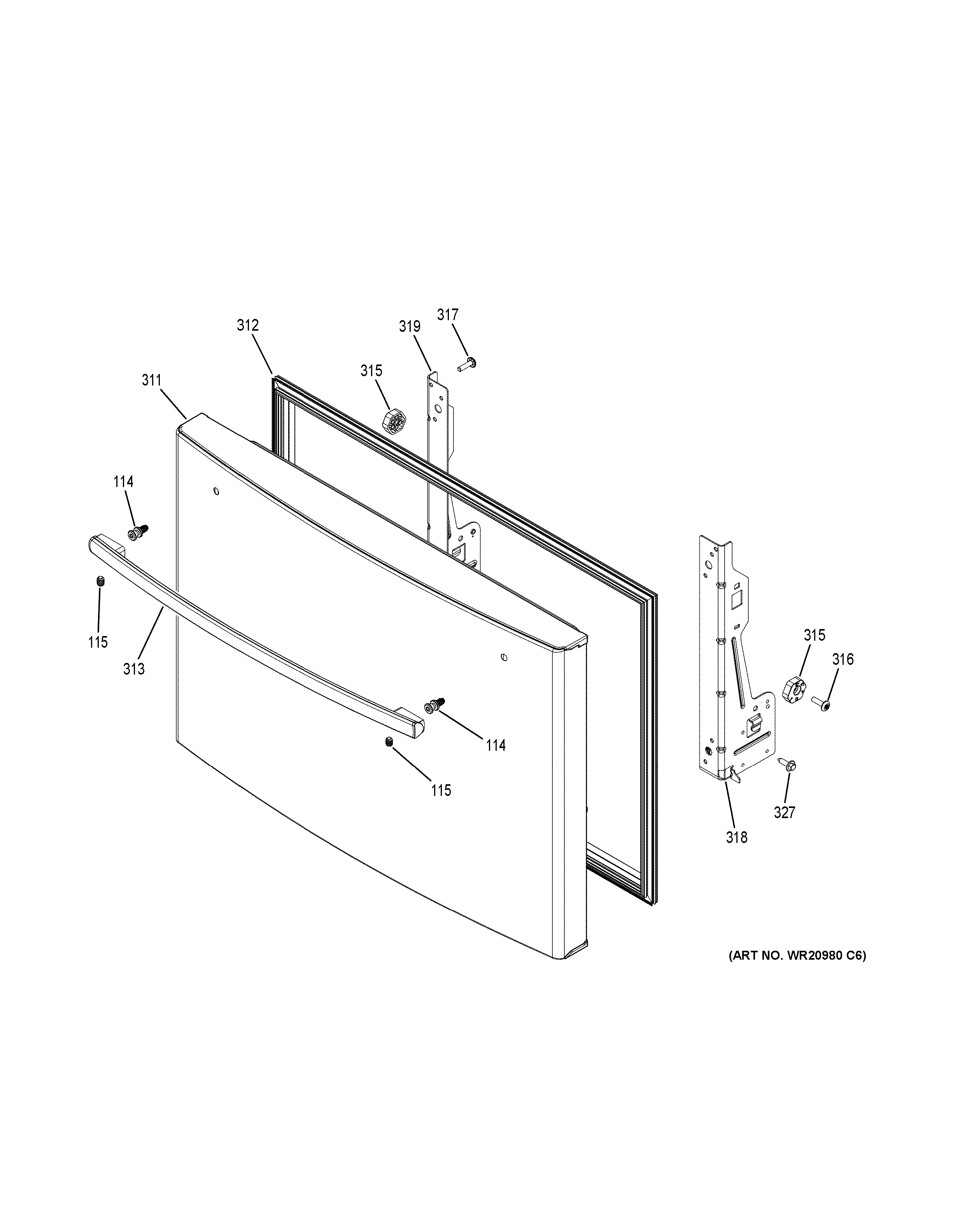 Assembly View for FREEZER DOOR | GFE28GSKFSS