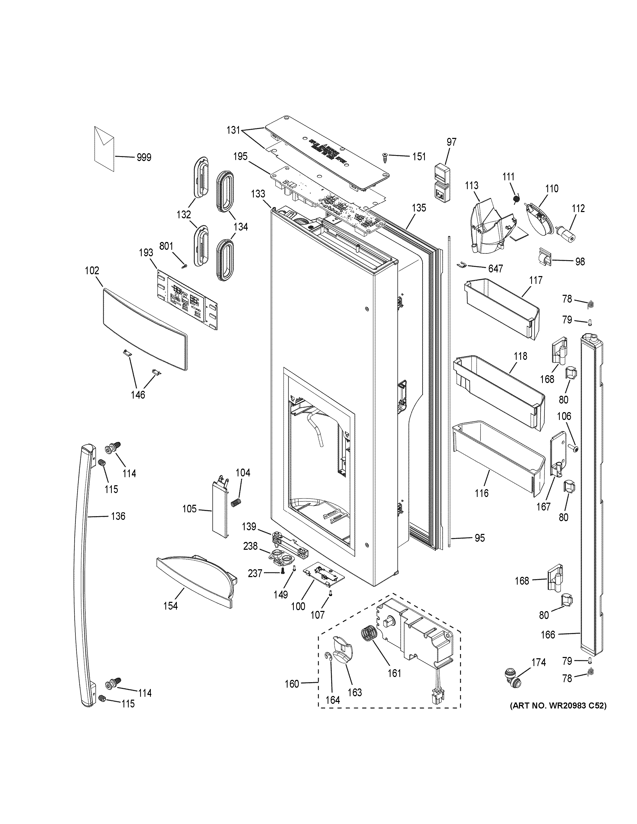 Assembly View for DISPENSER DOOR | GFD28GSLESS