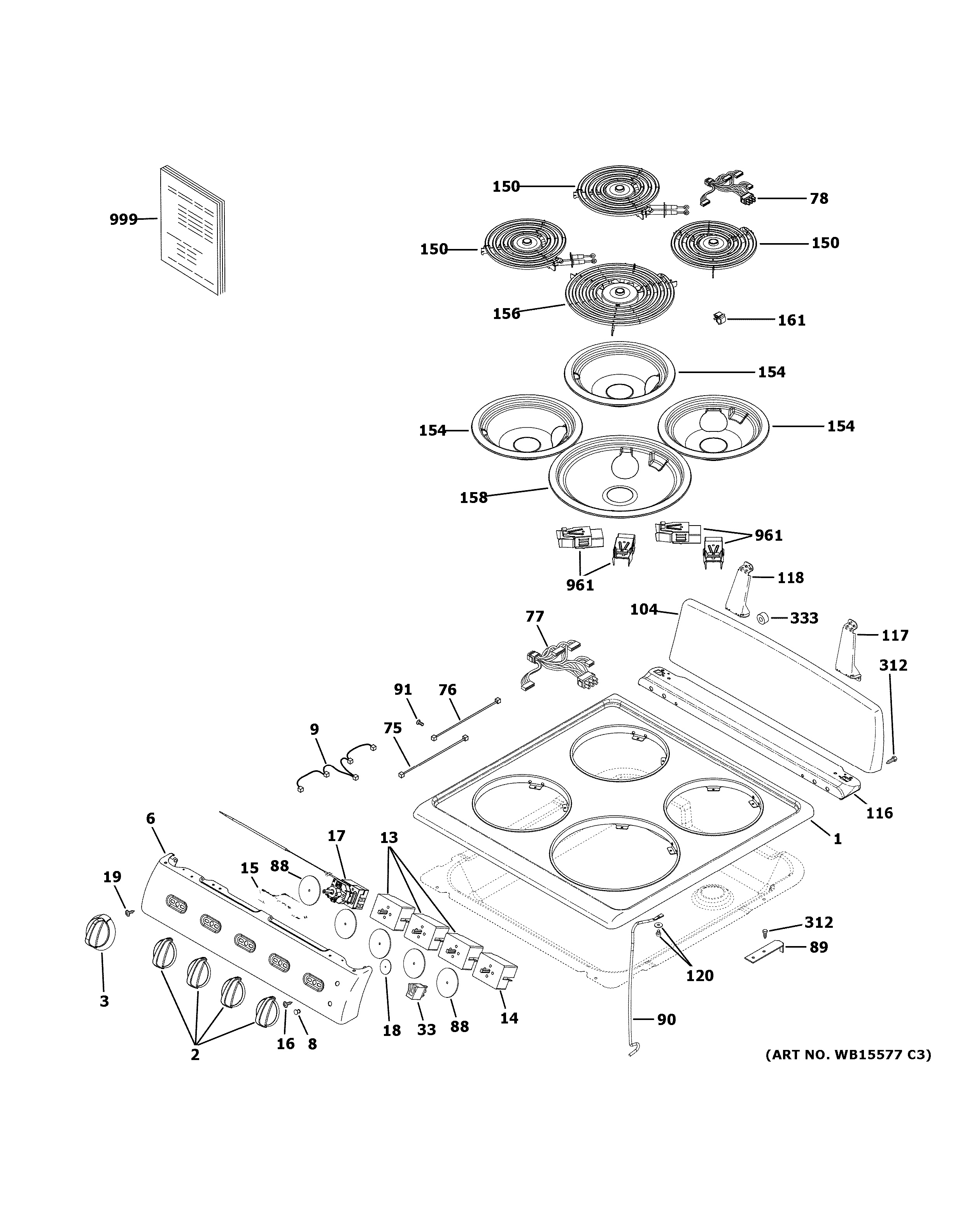 Assembly View for CONTROL PANEL & COOKTOP | RAS200DM1WW