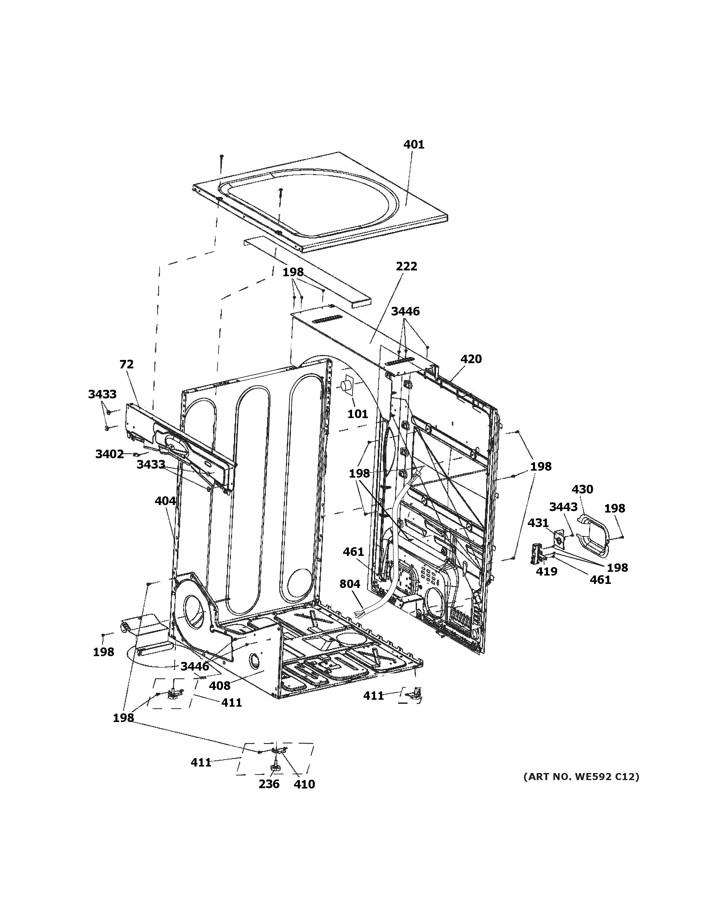 Assembly View for CABINET & TOP PANEL | GFDN160EJ0WW