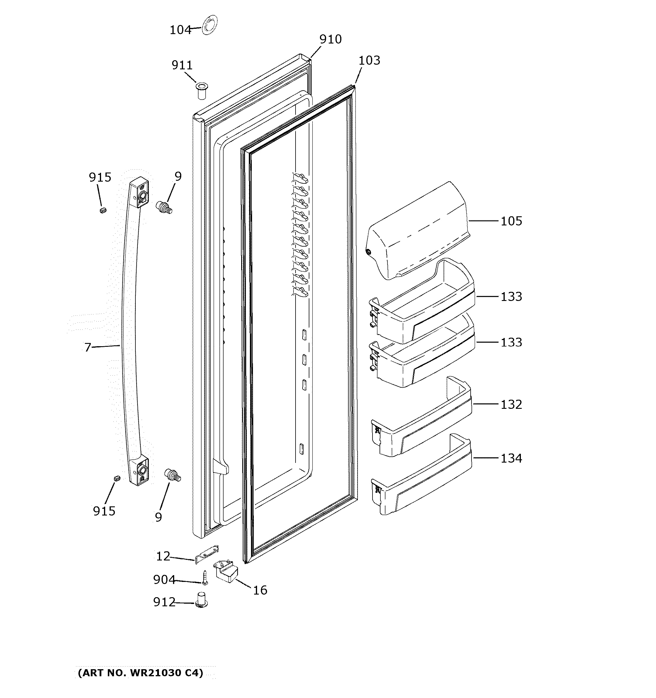 Assembly View for FRESH FOOD DOOR | GSS25LSLNCSS