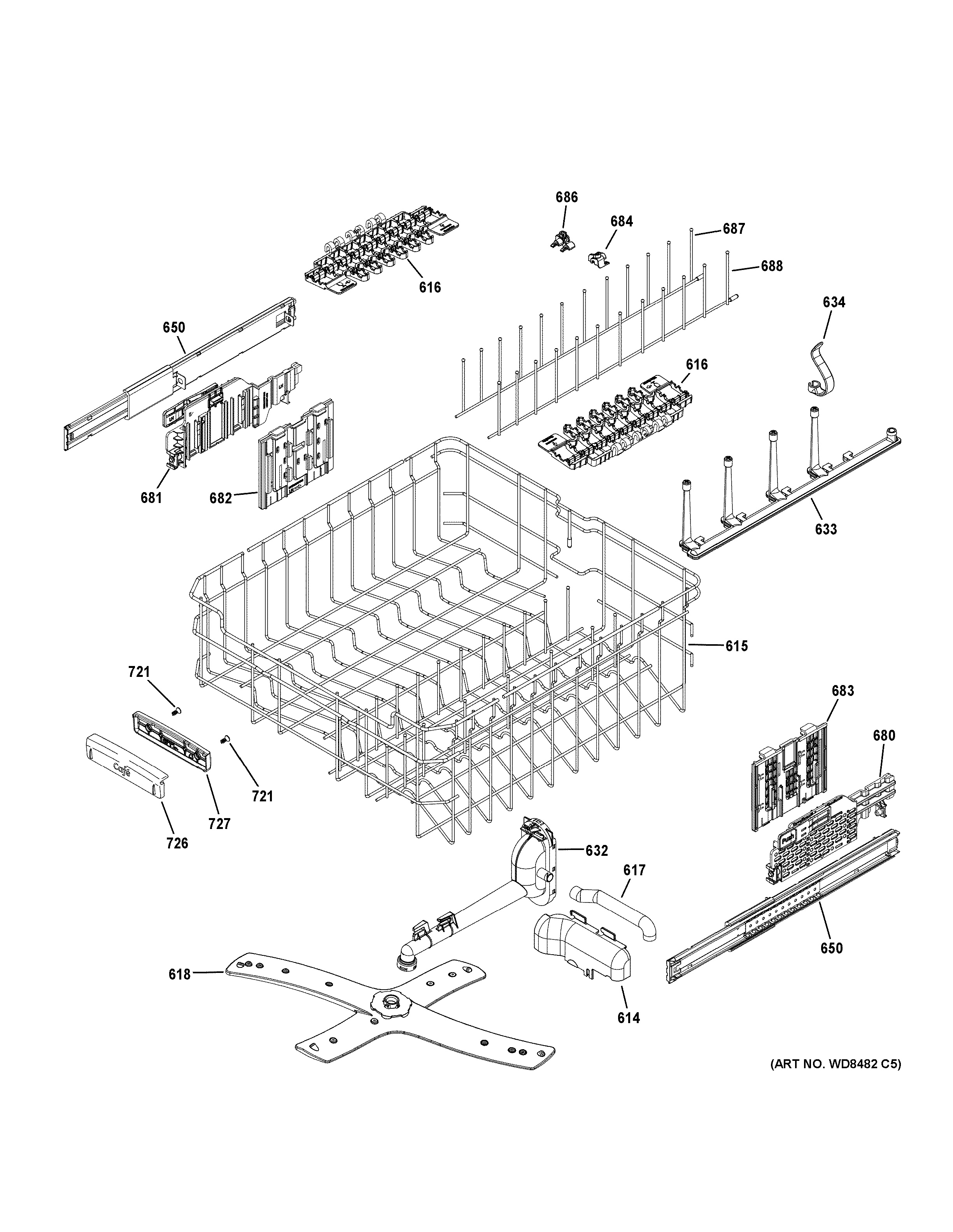 Assembly View for UPPER RACK ASSEMBLY | CDT765SSF7SS