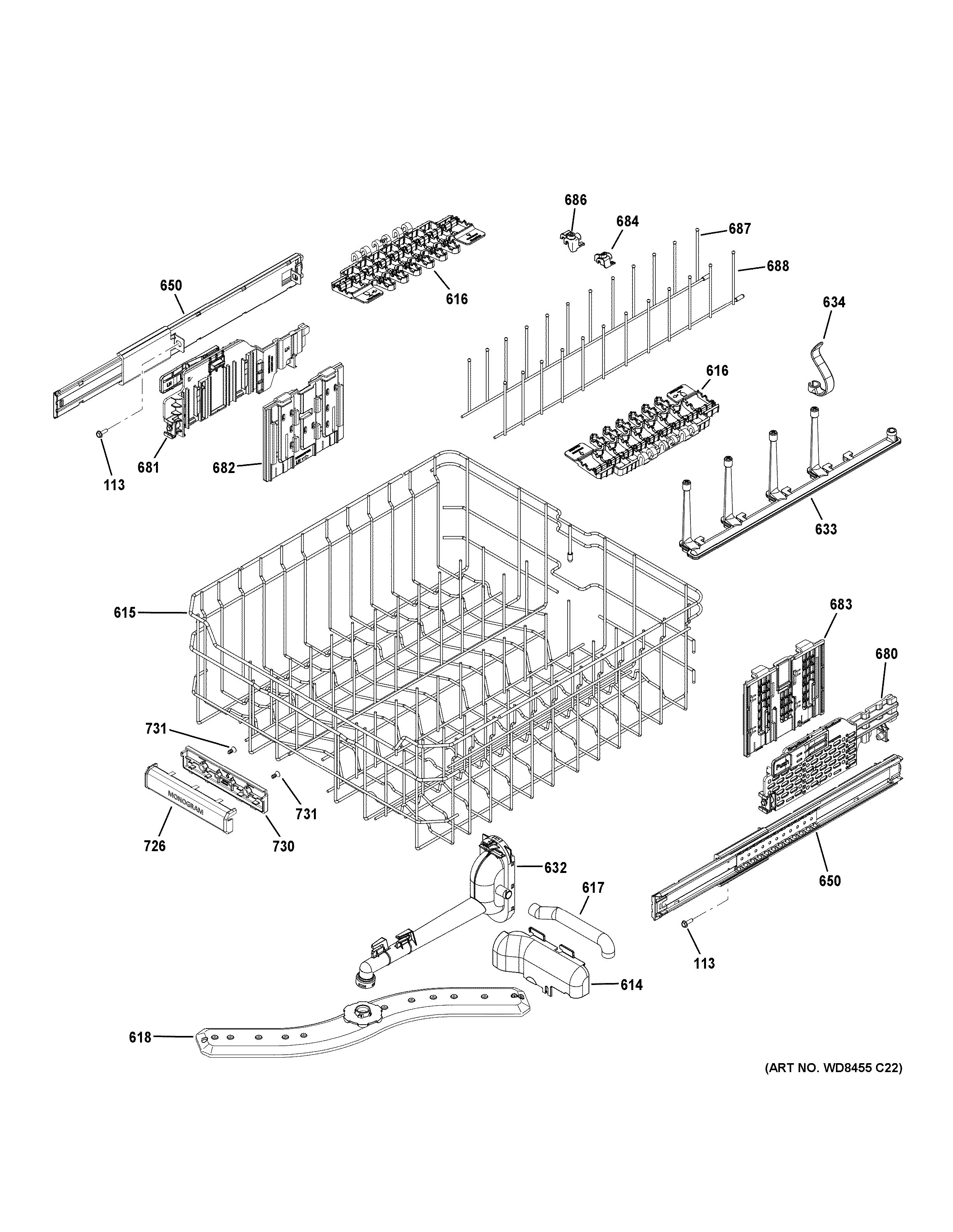 Assembly View for UPPER RACK ASSEMBLY | ZDT915SPJ2SS