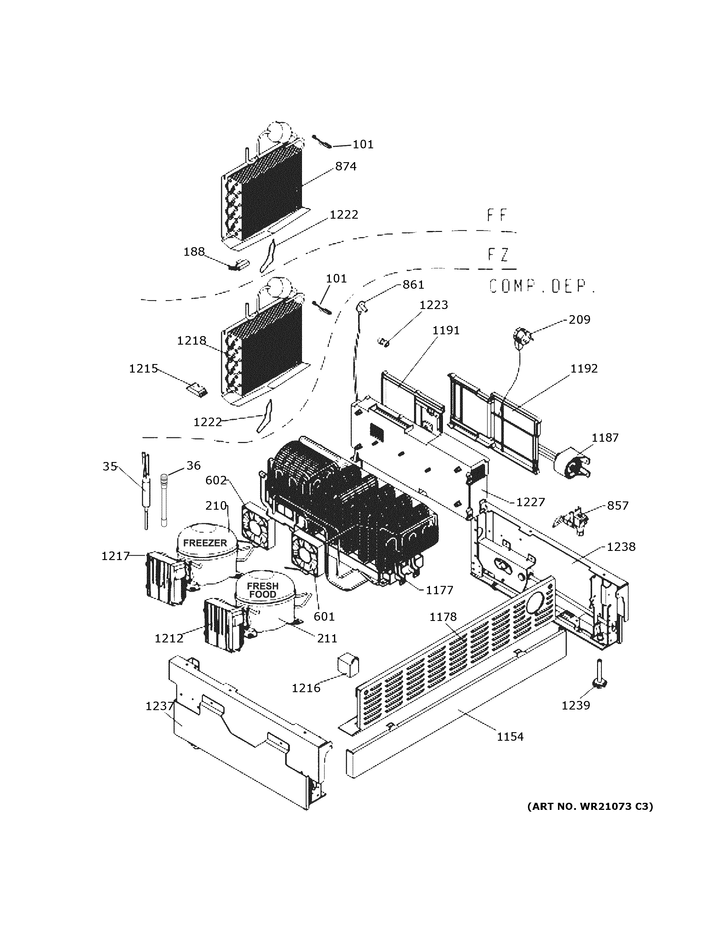Assembly View for MACHINE COMPARTMENT | ZIK30GNNAII