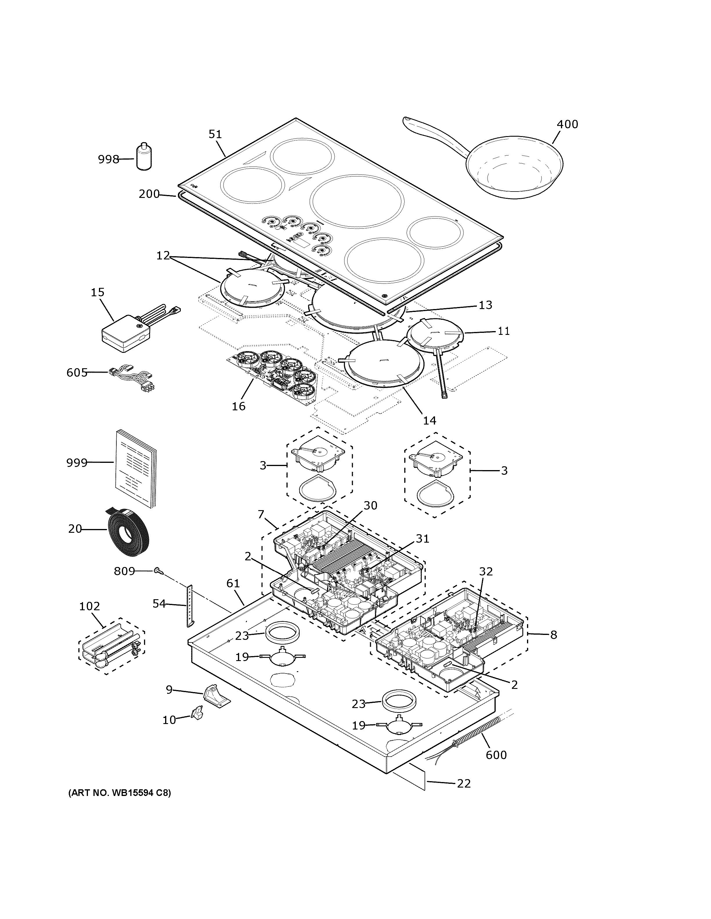 Assembly View for CONTROL PANEL & COOKTOP | CHP95362M5SS