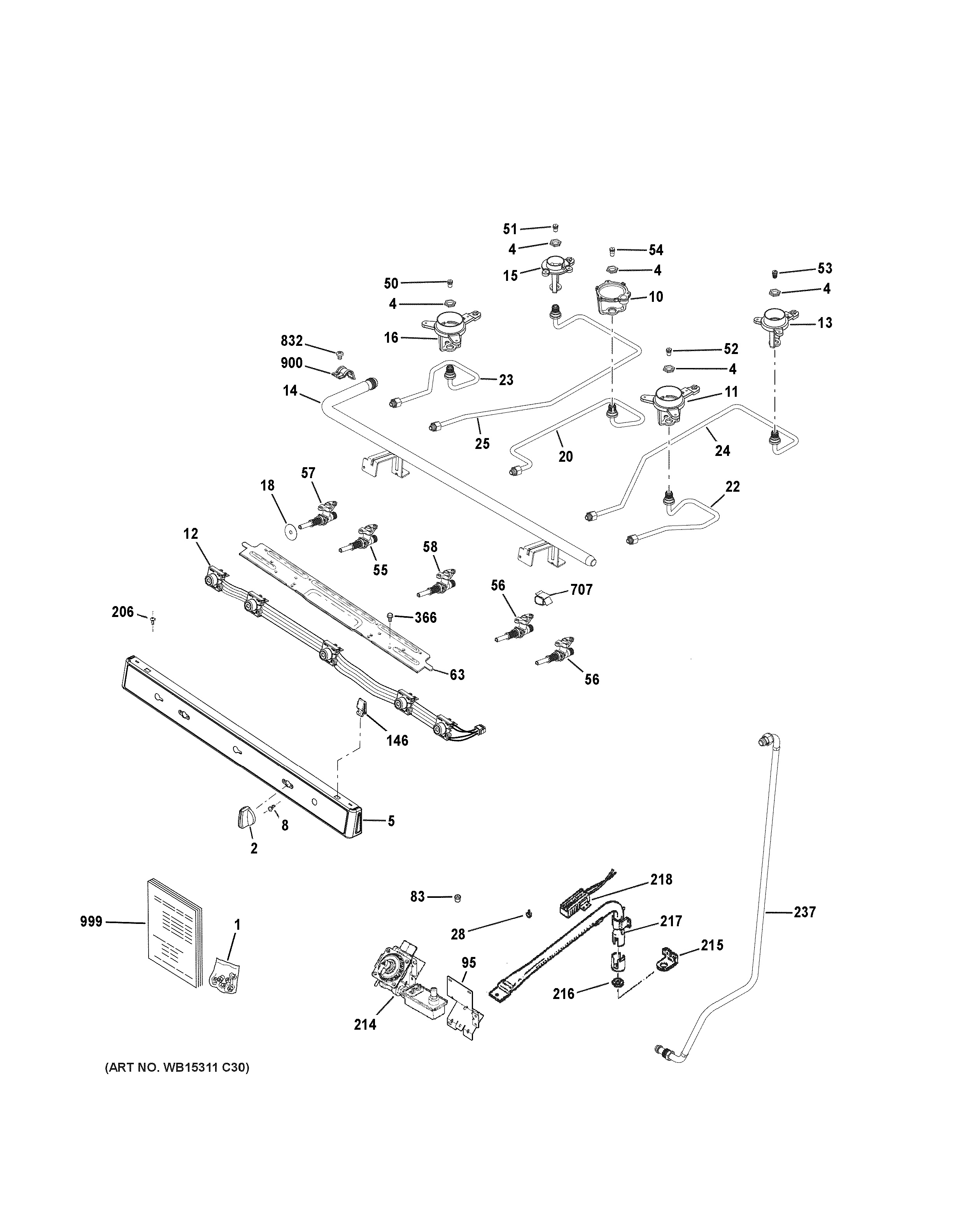 Assembly View for GAS & BURNER PARTS | JGBS66EEK4ES