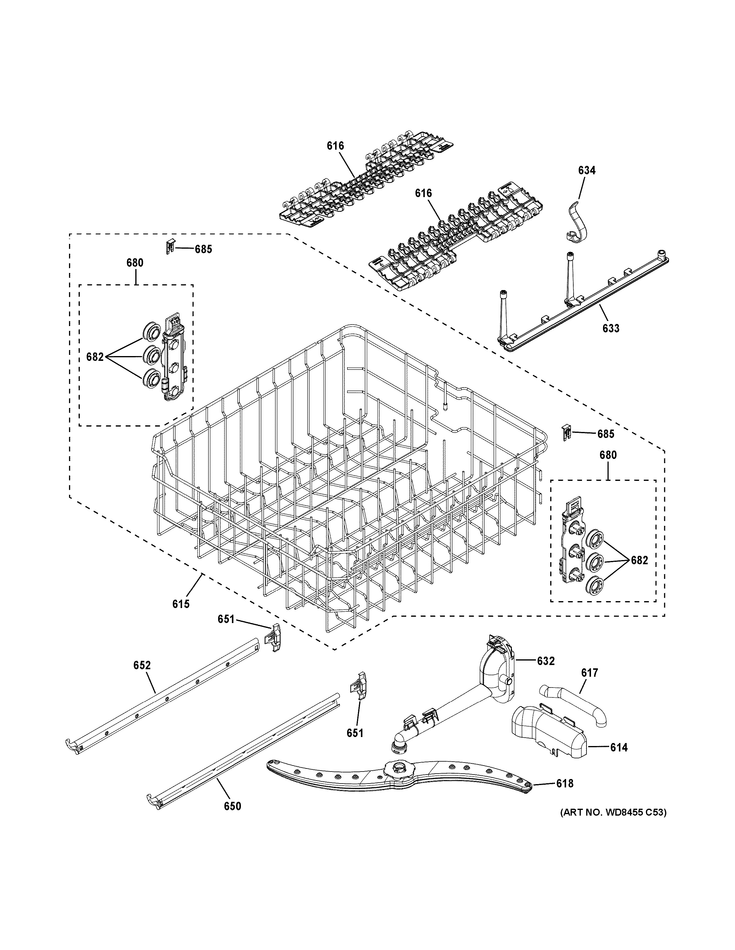 Assembly View for UPPER RACK ASSEMBLY | GDT605PFM0DS