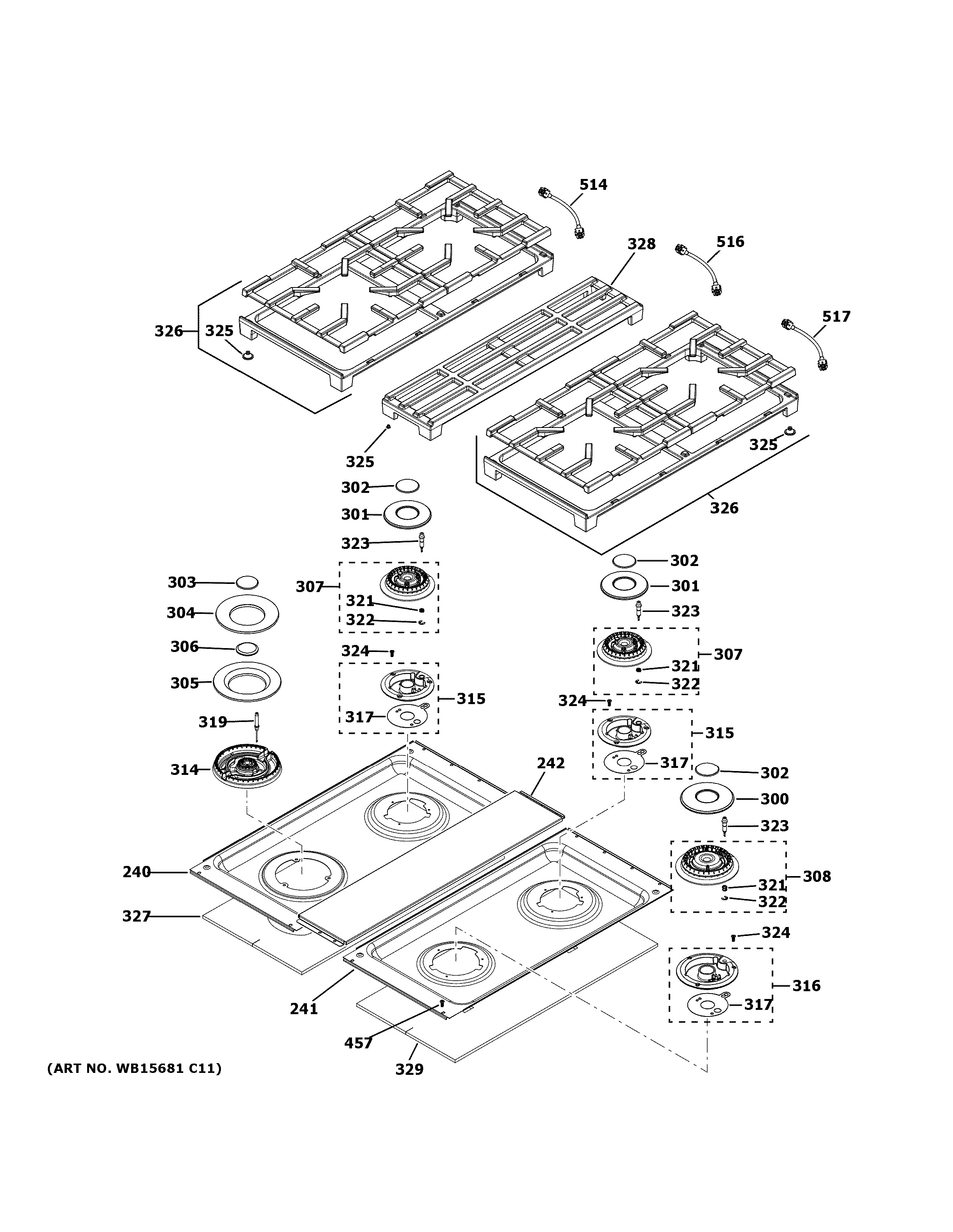 Assembly View for COOKTOP | ZGP304NT1SS