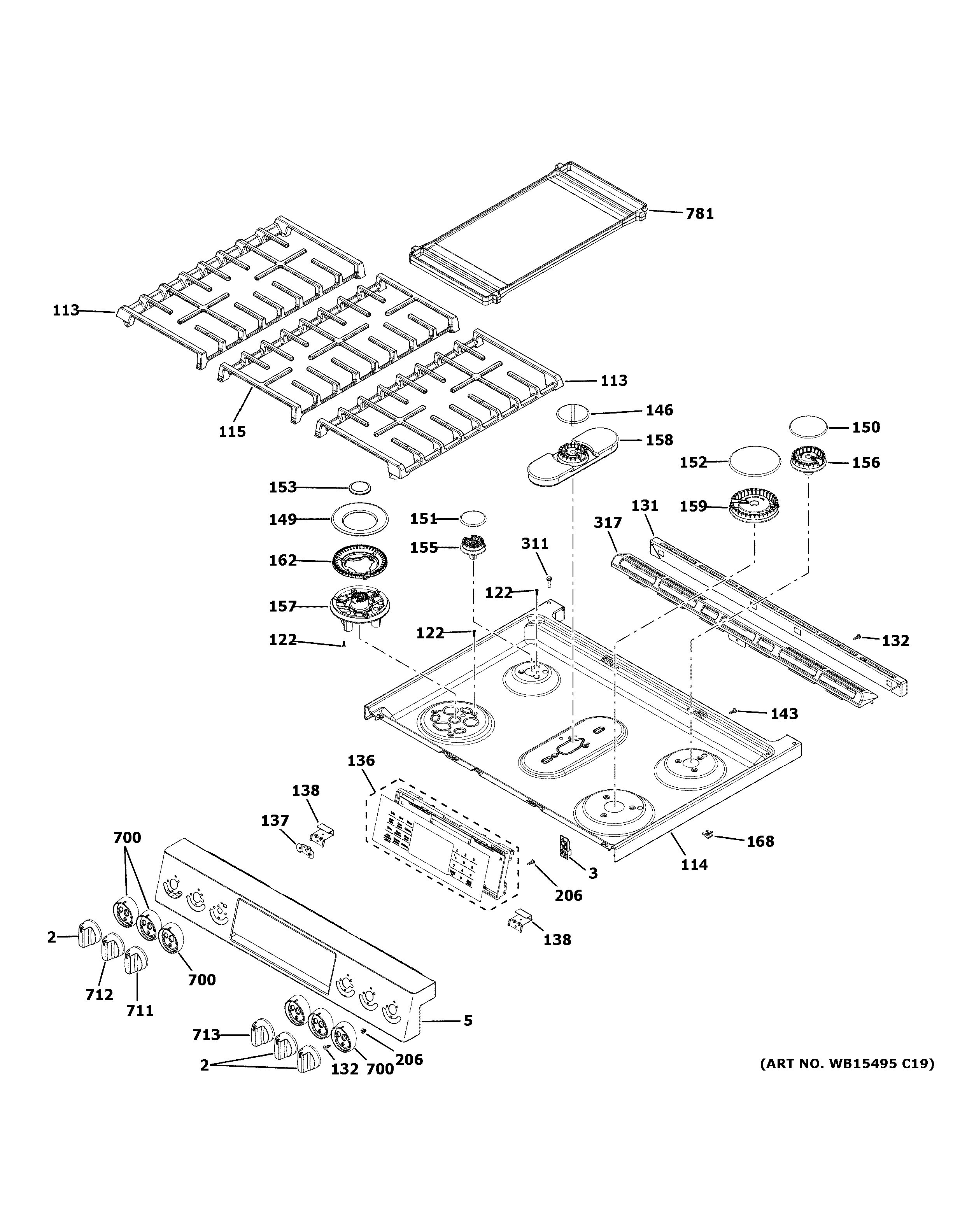 Assembly View for CONTROL PANEL & COOKTOP | PGS960YP1FS