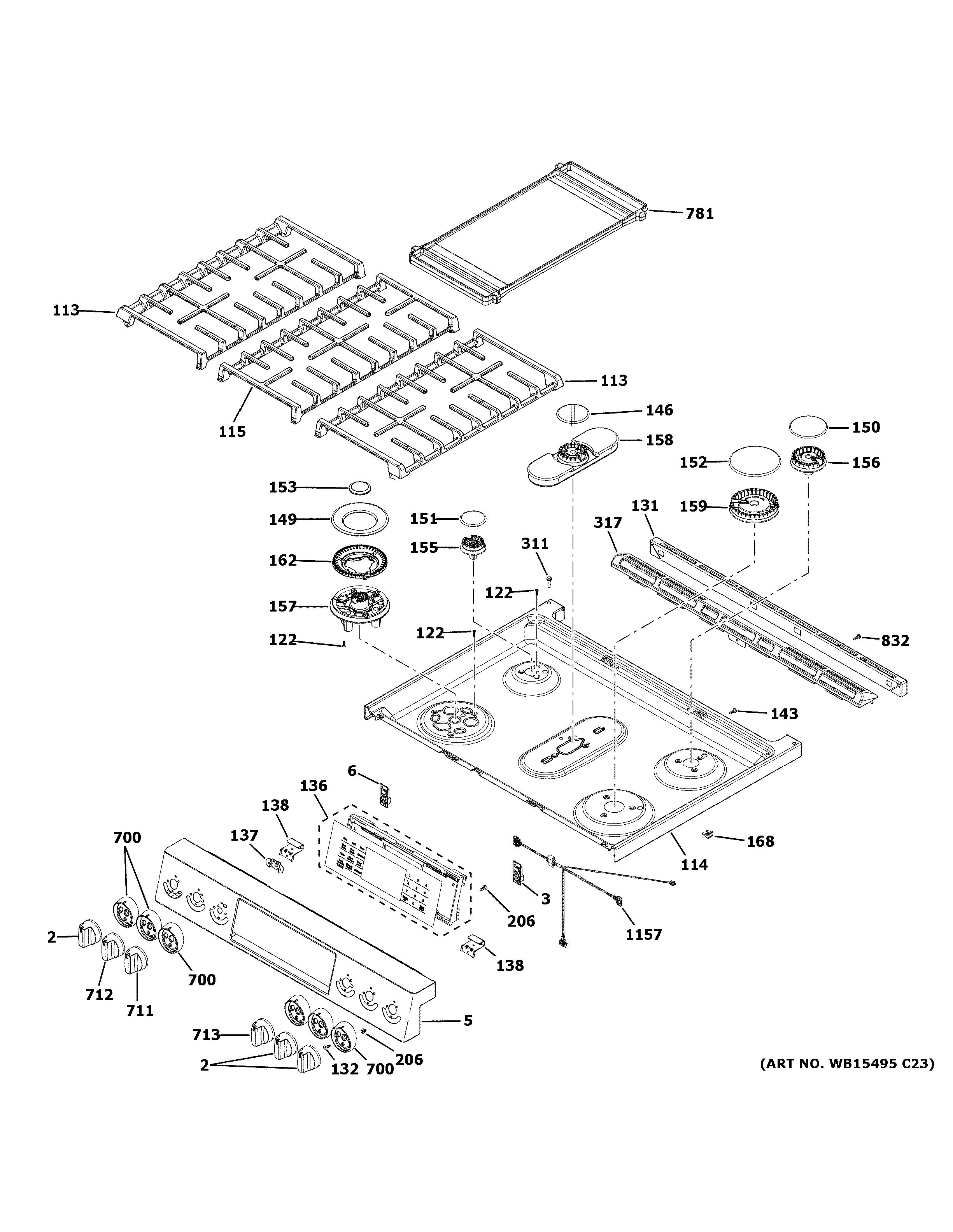 Assembly View for CONTROL PANEL & COOKTOP | PGS960YP2FS